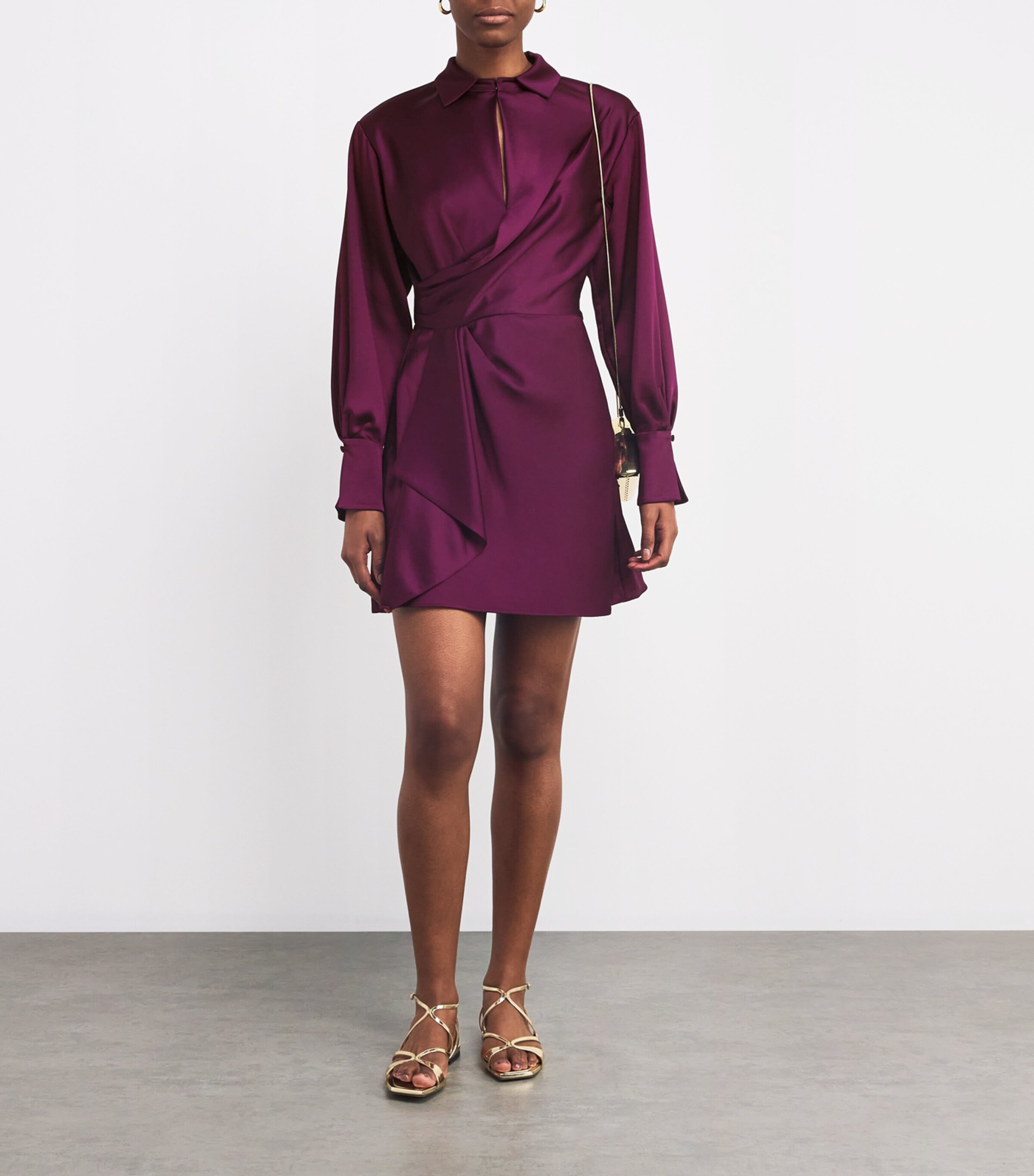 Simkhai Purple Satin Talit Wrap Mini Dress | Harrods US