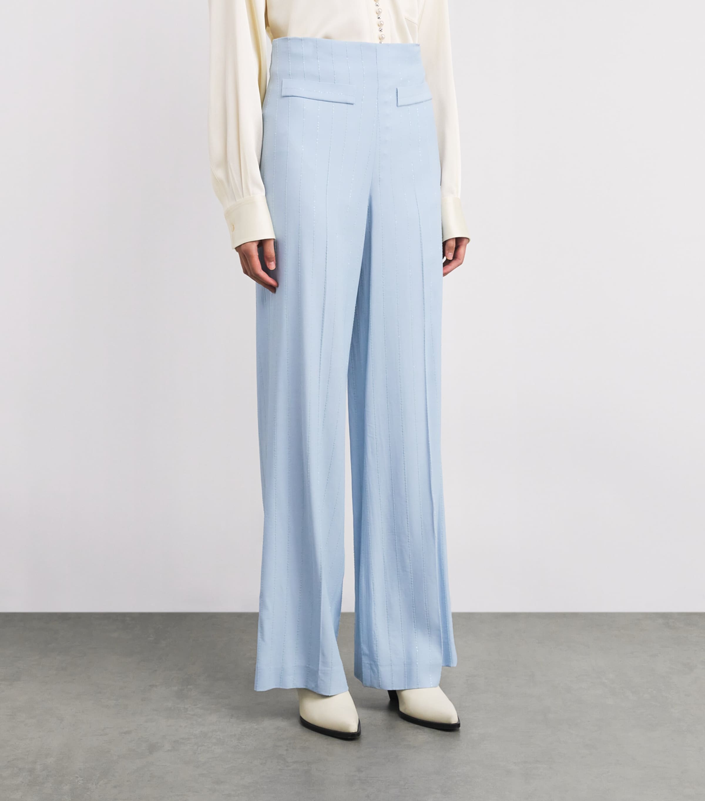 Sandro Paris Blue Wide-Leg Trousers | Harrods MC