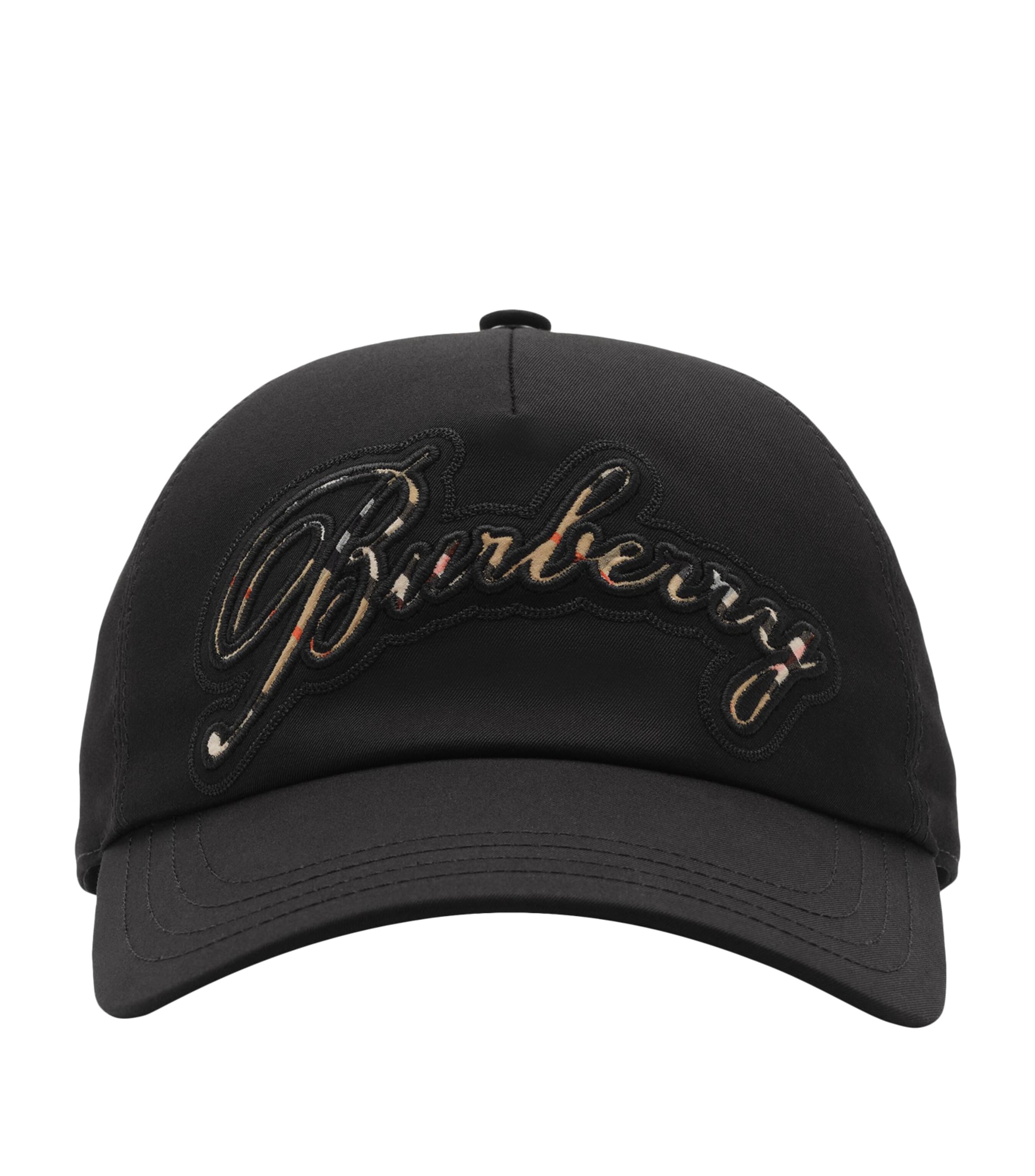 Burberry Black Cotton Gabardine Cursive Logo Cap | Harrods UK