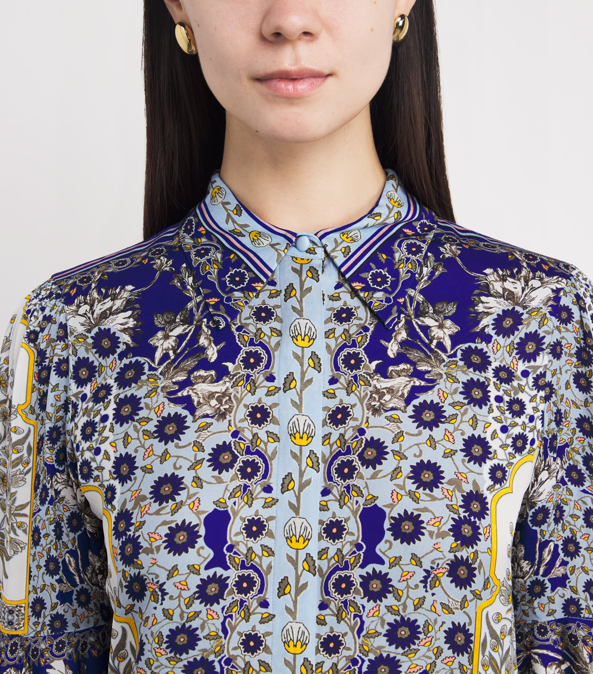 Alice+Olivia Blue Willa Bell-Sleeve Top | Harrods AO