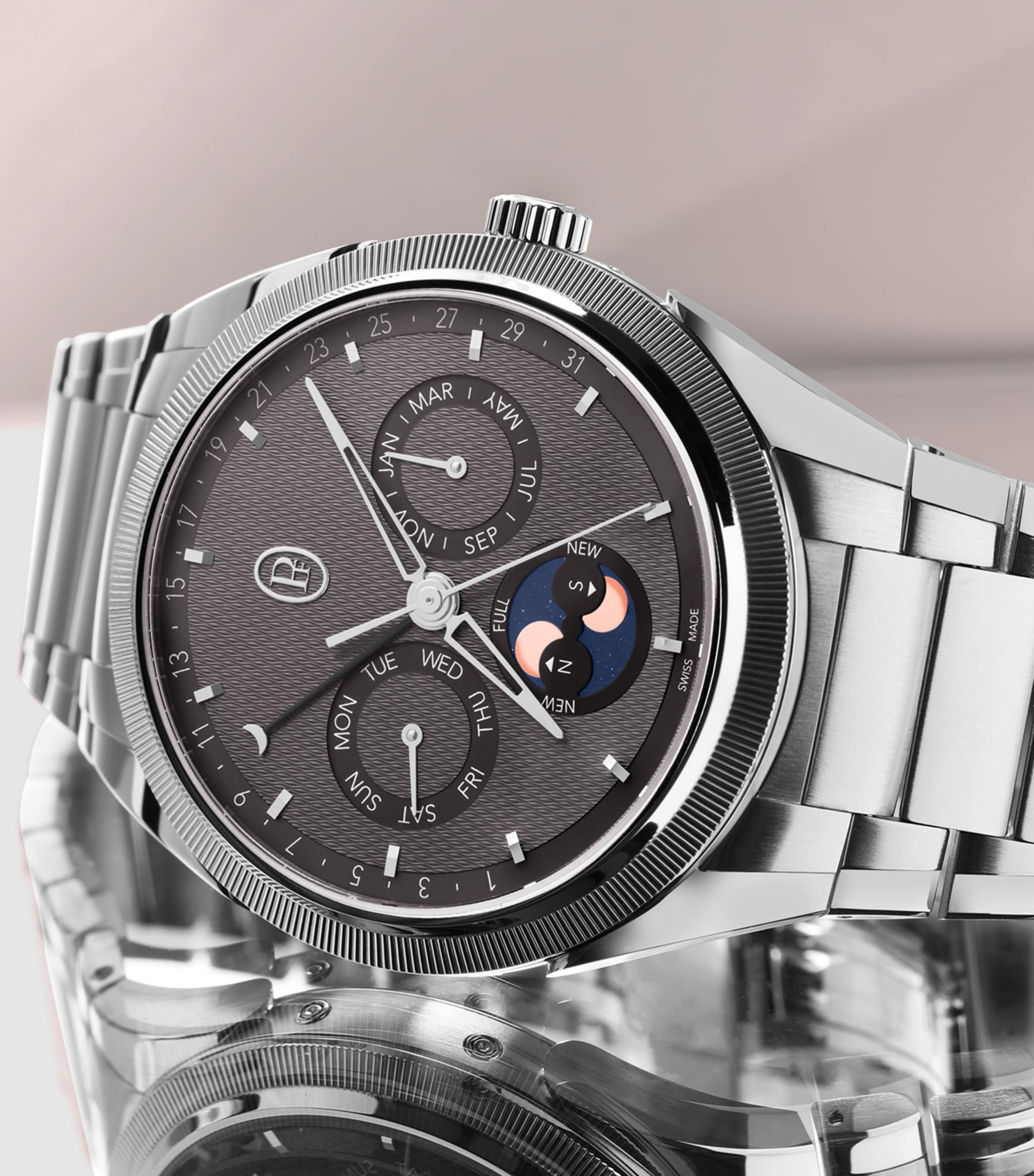 Parmigiani Fleurier Stainless Steel Tonda PF Gregorian Annual Calendar ...