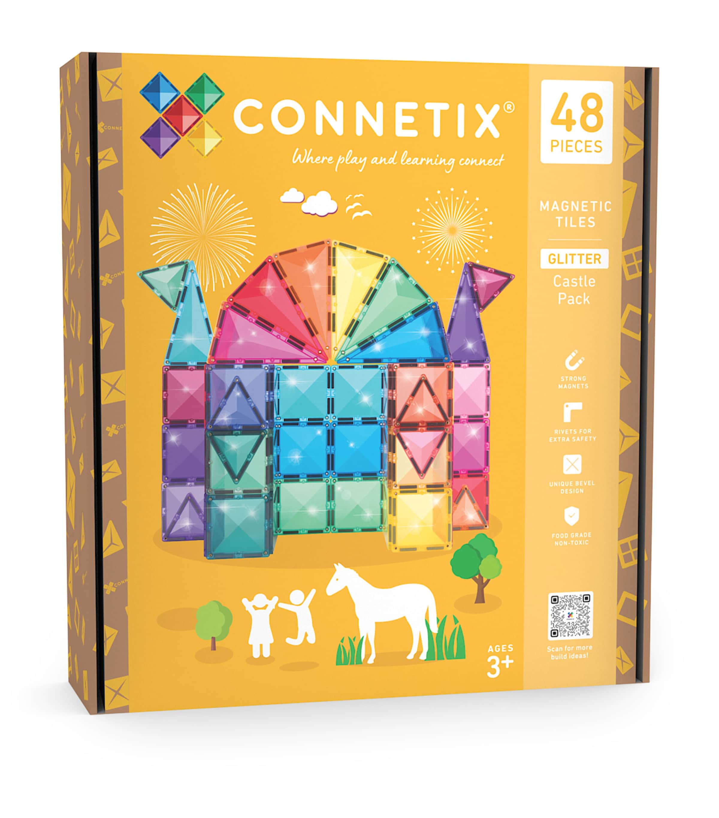 Connetix Tiles Glitter Castle Pack (48 Pieces) | Harrods UK