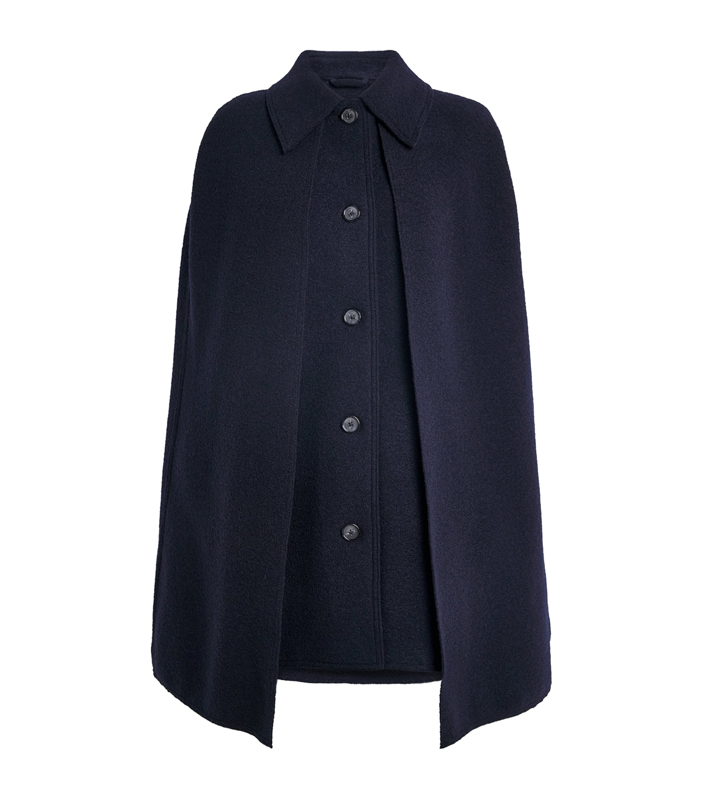 Toteme Navy Wool Collared Cape Coat | Harrods US