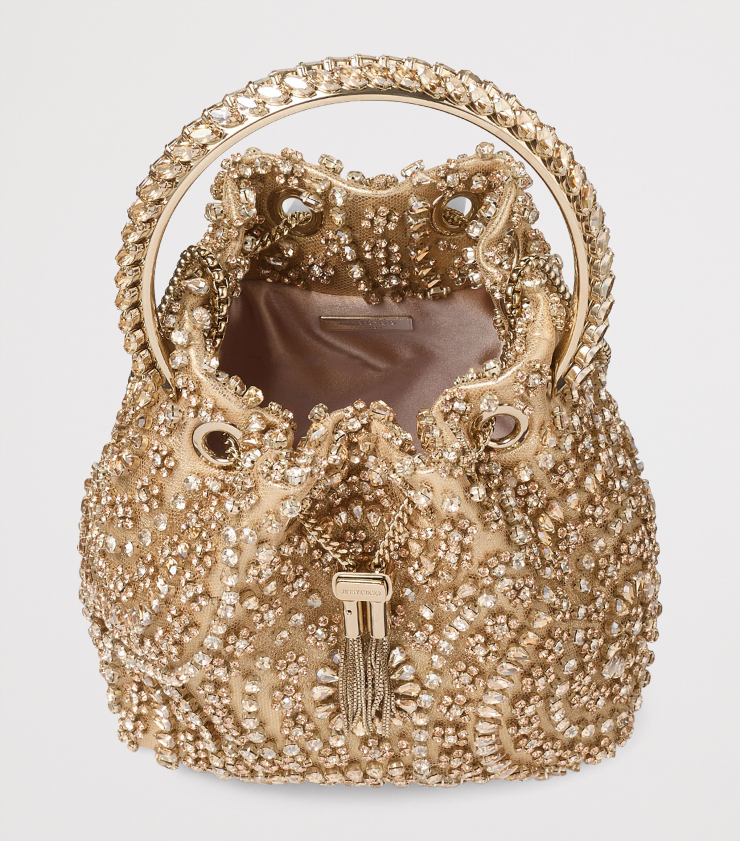 Jimmy Choo Gold Embellished Bon Bon Top-Handle Bag | Harrods US