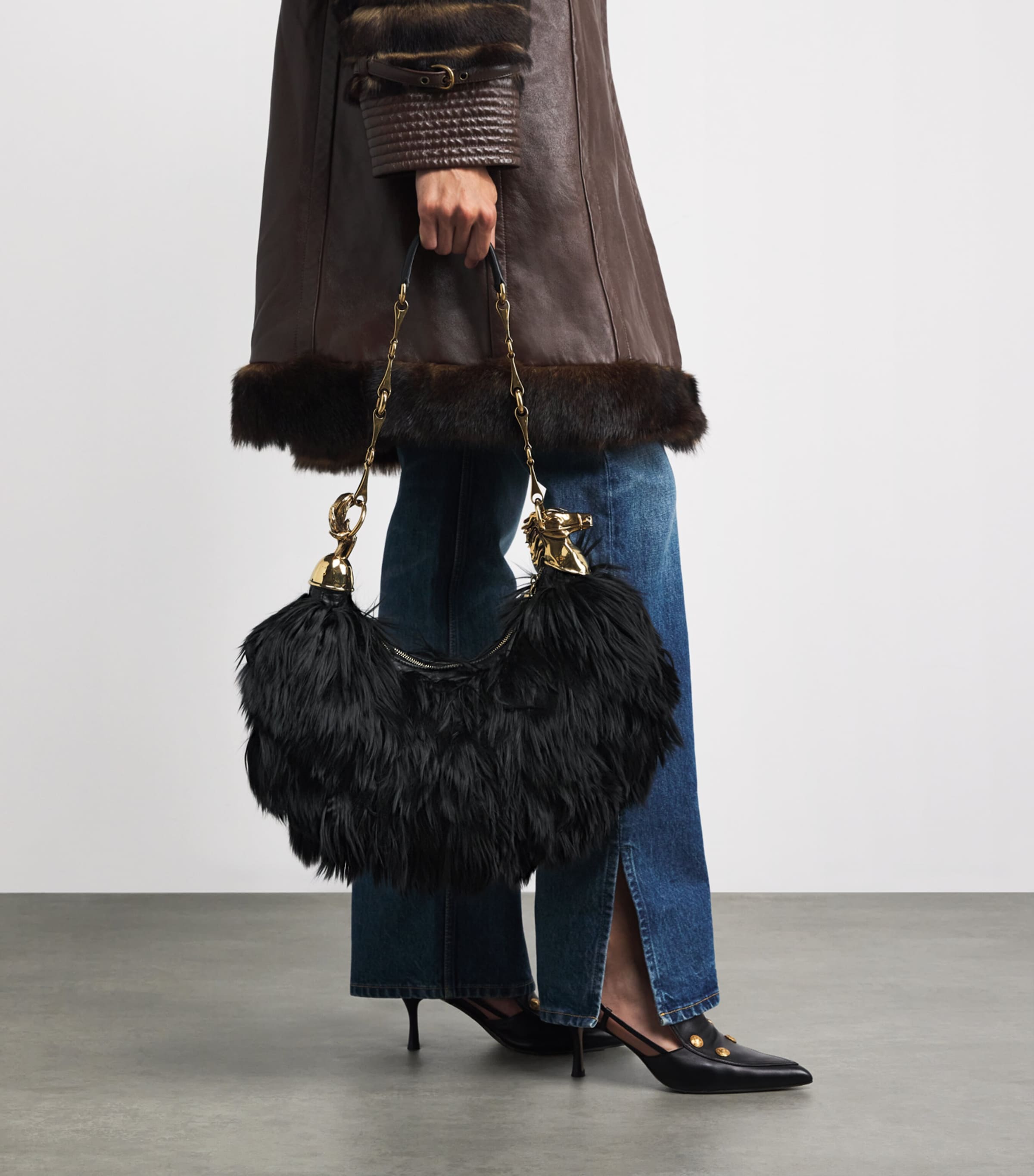 Chloé Black Feather Shoulder Bag | Harrods US