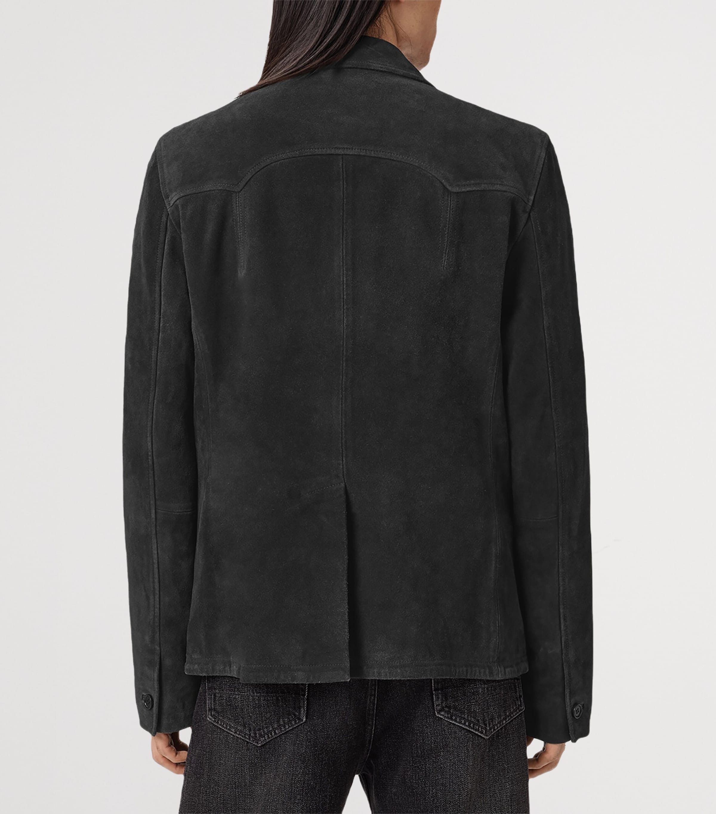 AllSaints Black Leather Hornett Blazer | Harrods US