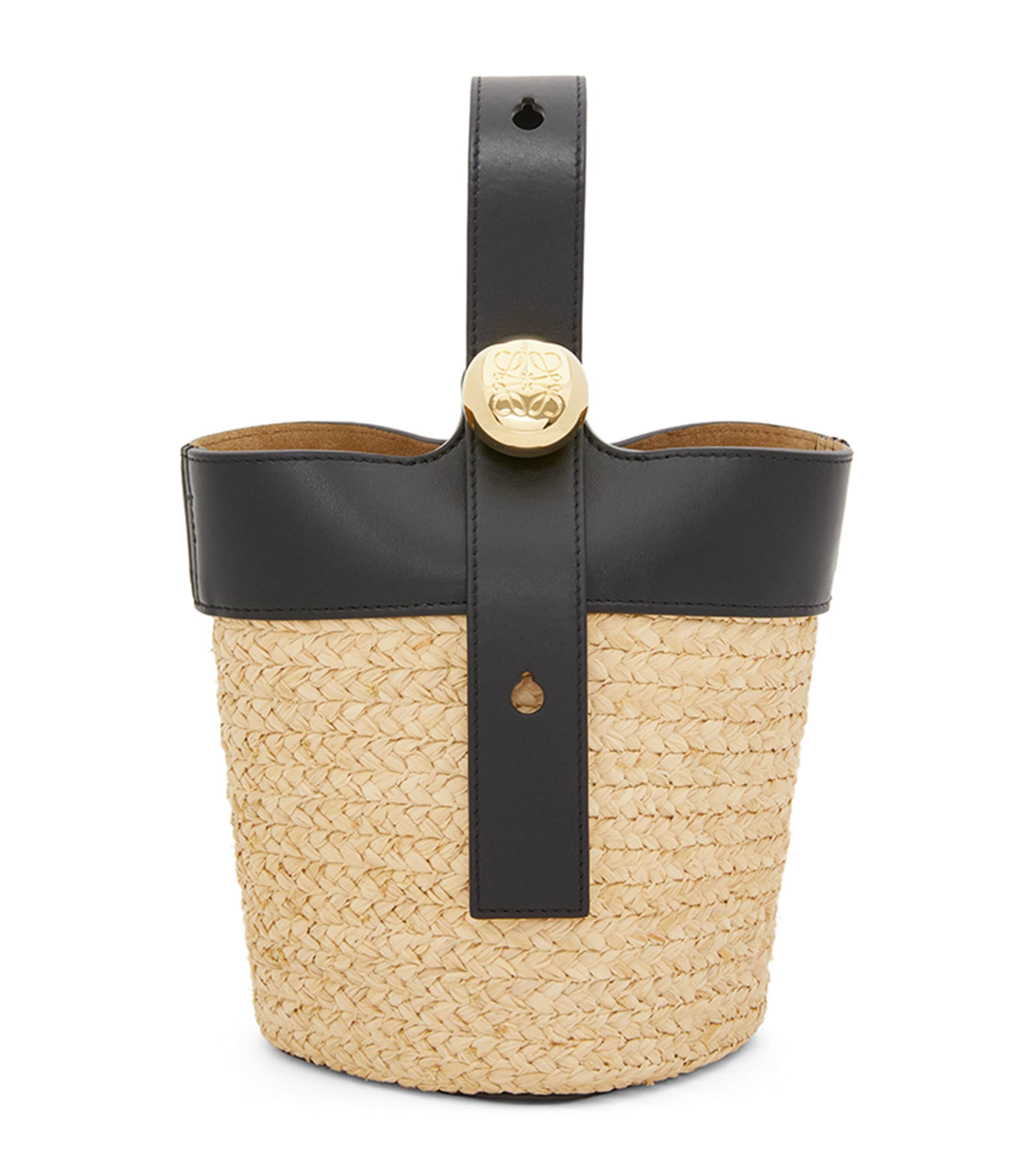 LOEWE Beige Mini Raffia Pebble Bucket Bag | Harrods CA