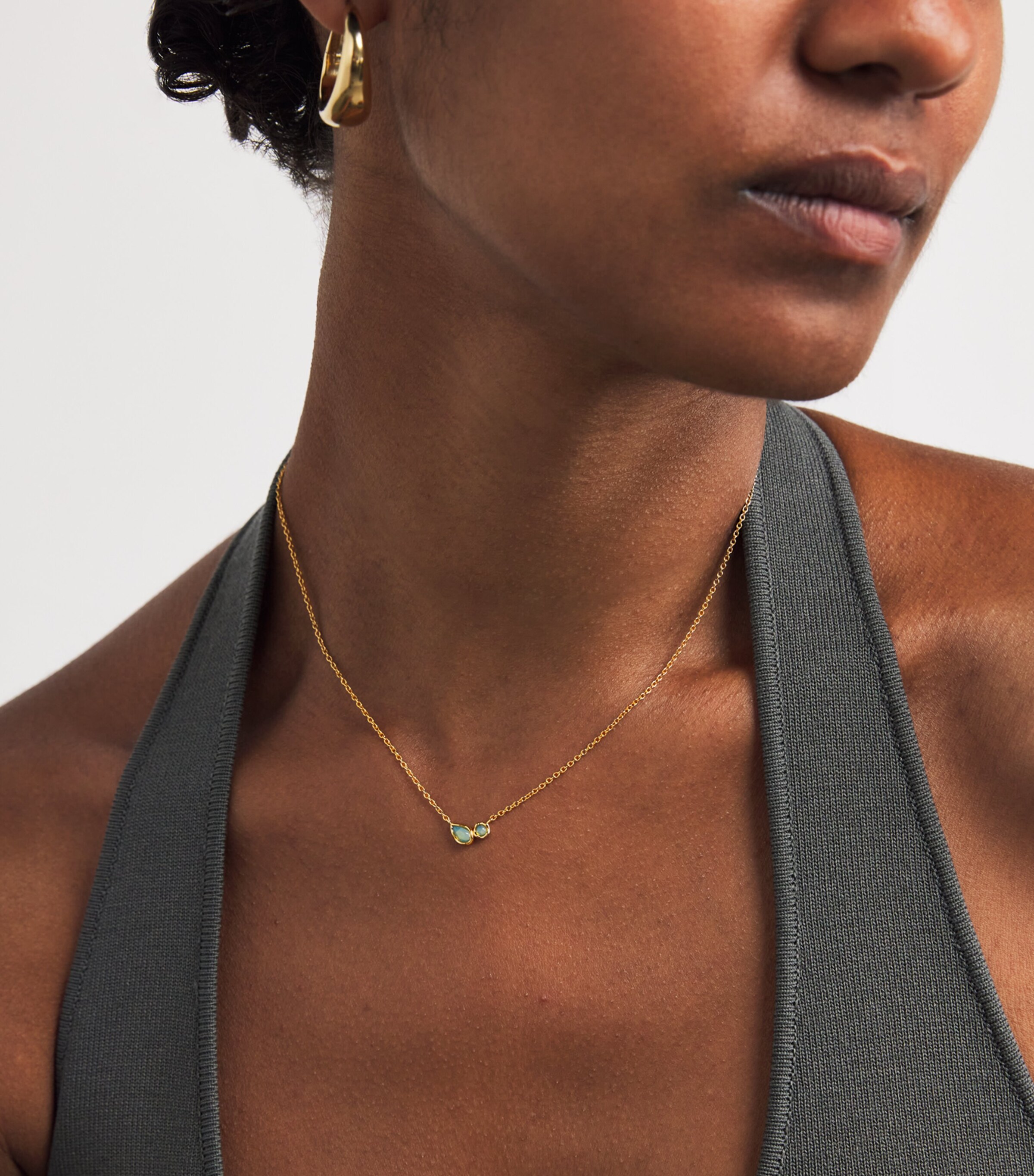 Astrid & Miyu Yellow Gold Opal Cluster Charm Necklace | Harrods US