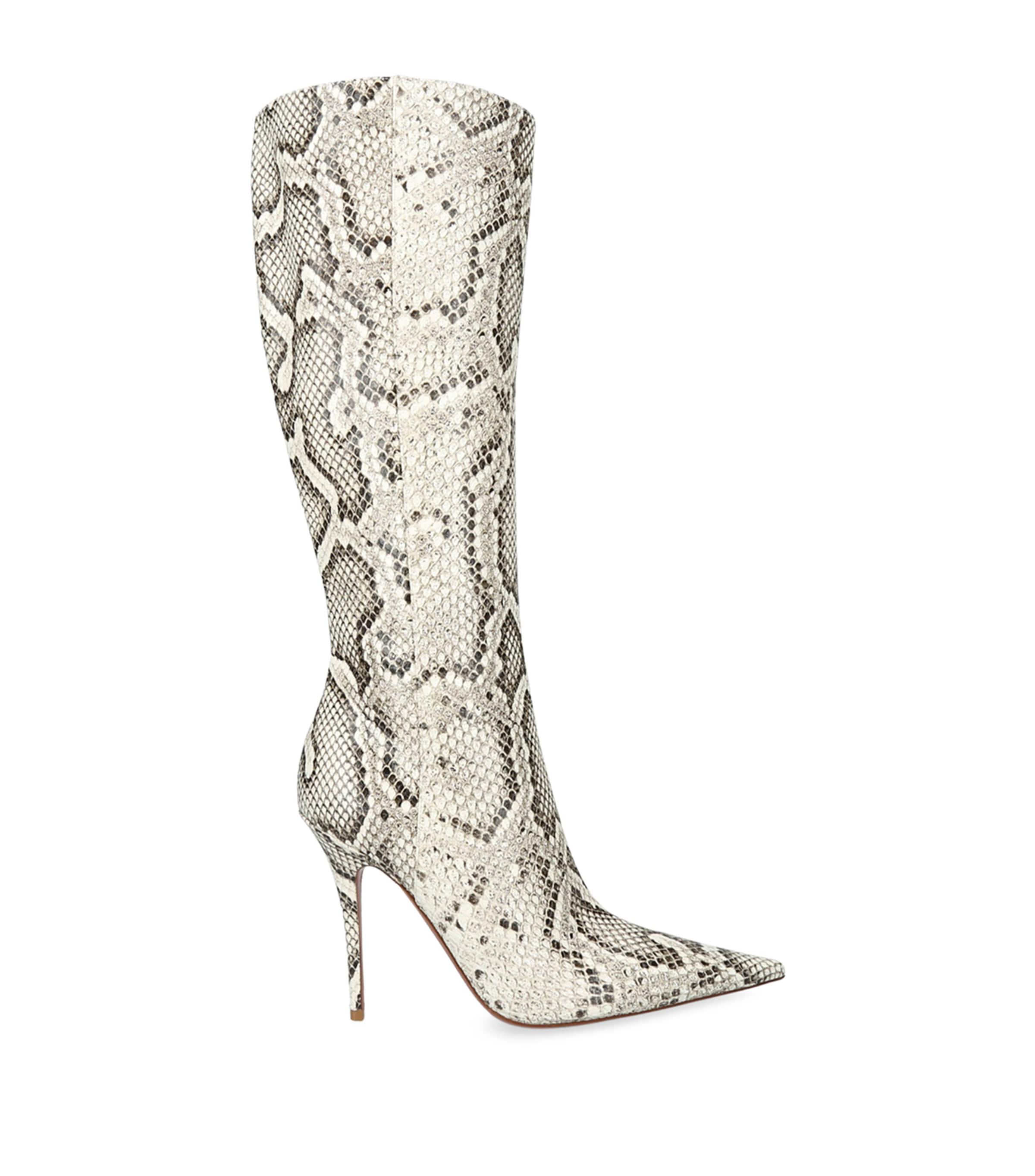 Amina Muaddi Beige Patent Leather Barbara Boots 105 | Harrods US