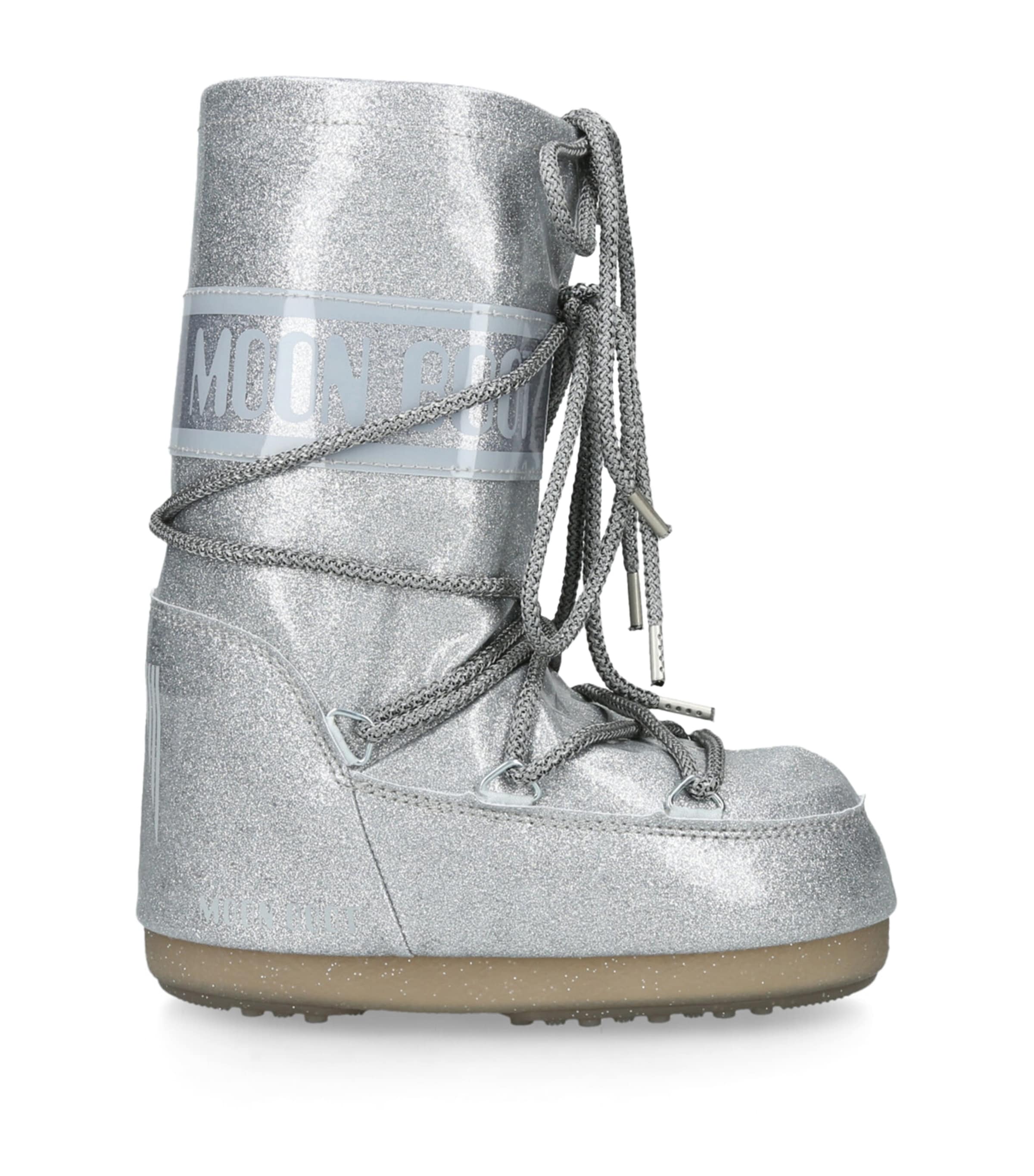 Moon Boot Kids Silver Icon Glitter Moon Boots | Harrods US