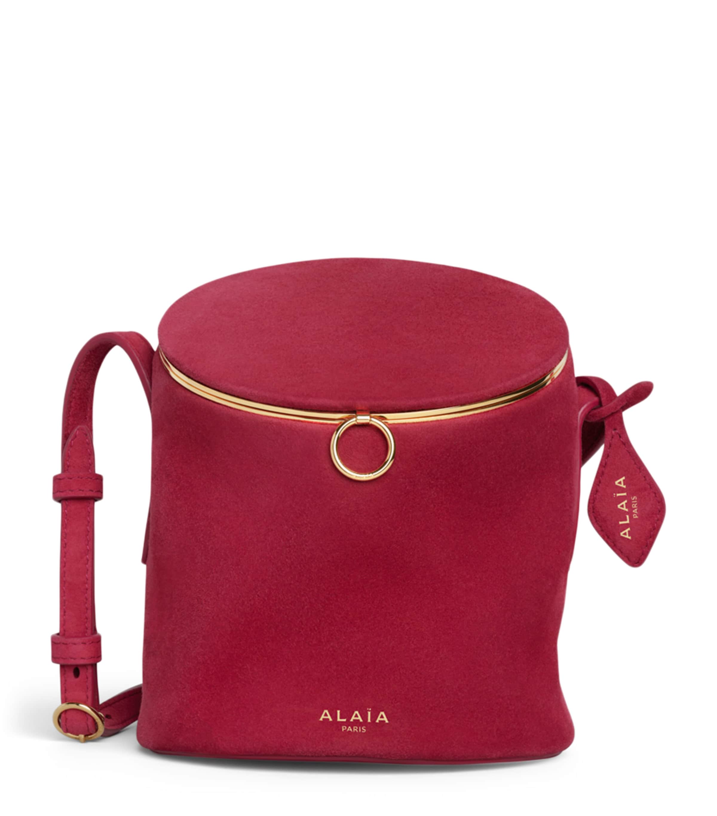 Alaïa Red Small Suede La Canette Shoulder Bag | Harrods US