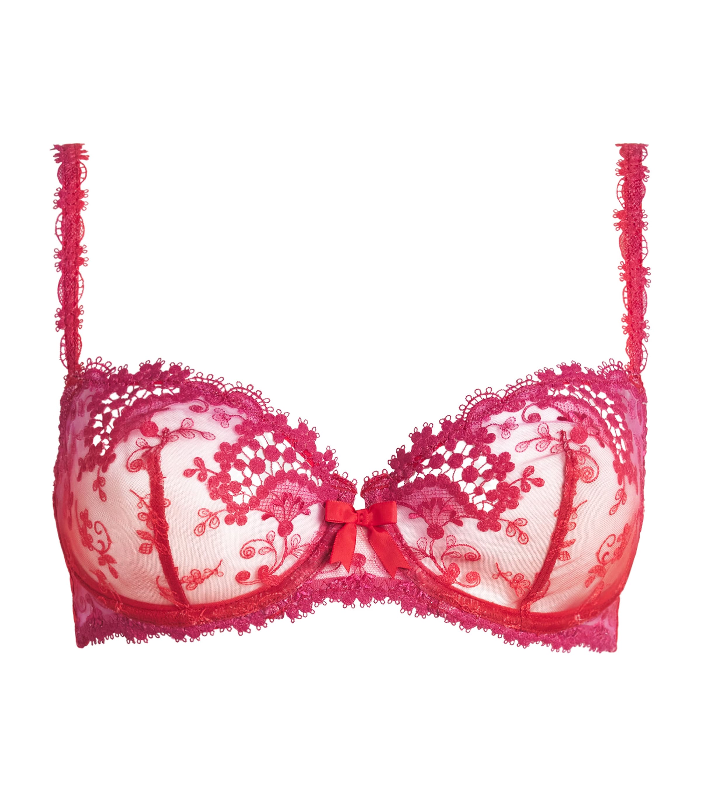 Simone Perele Red Lace Wish Balconette Bra | Harrods US