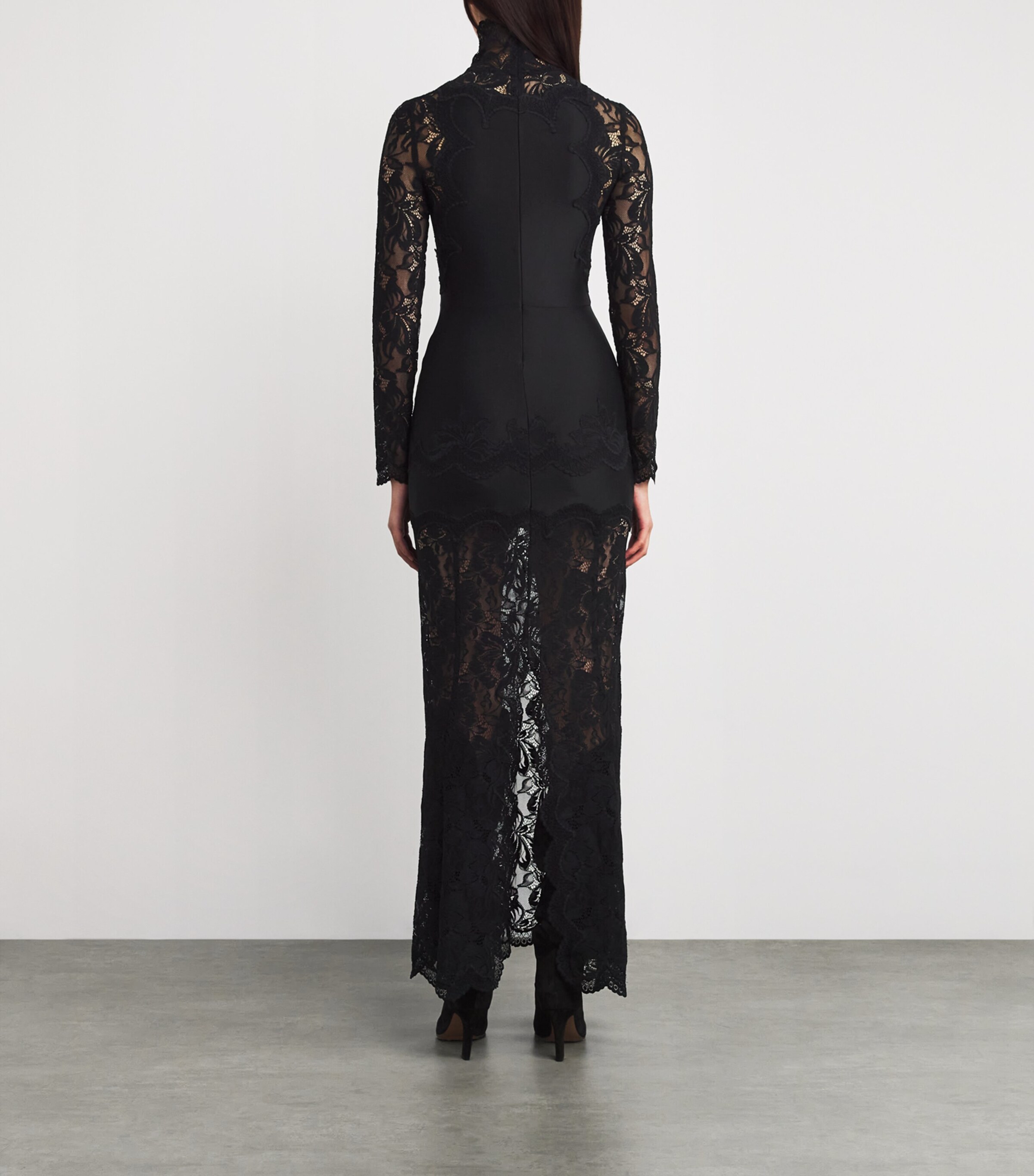 Paco Rabanne Black Lace-Trim Maxi Dress | Harrods SA