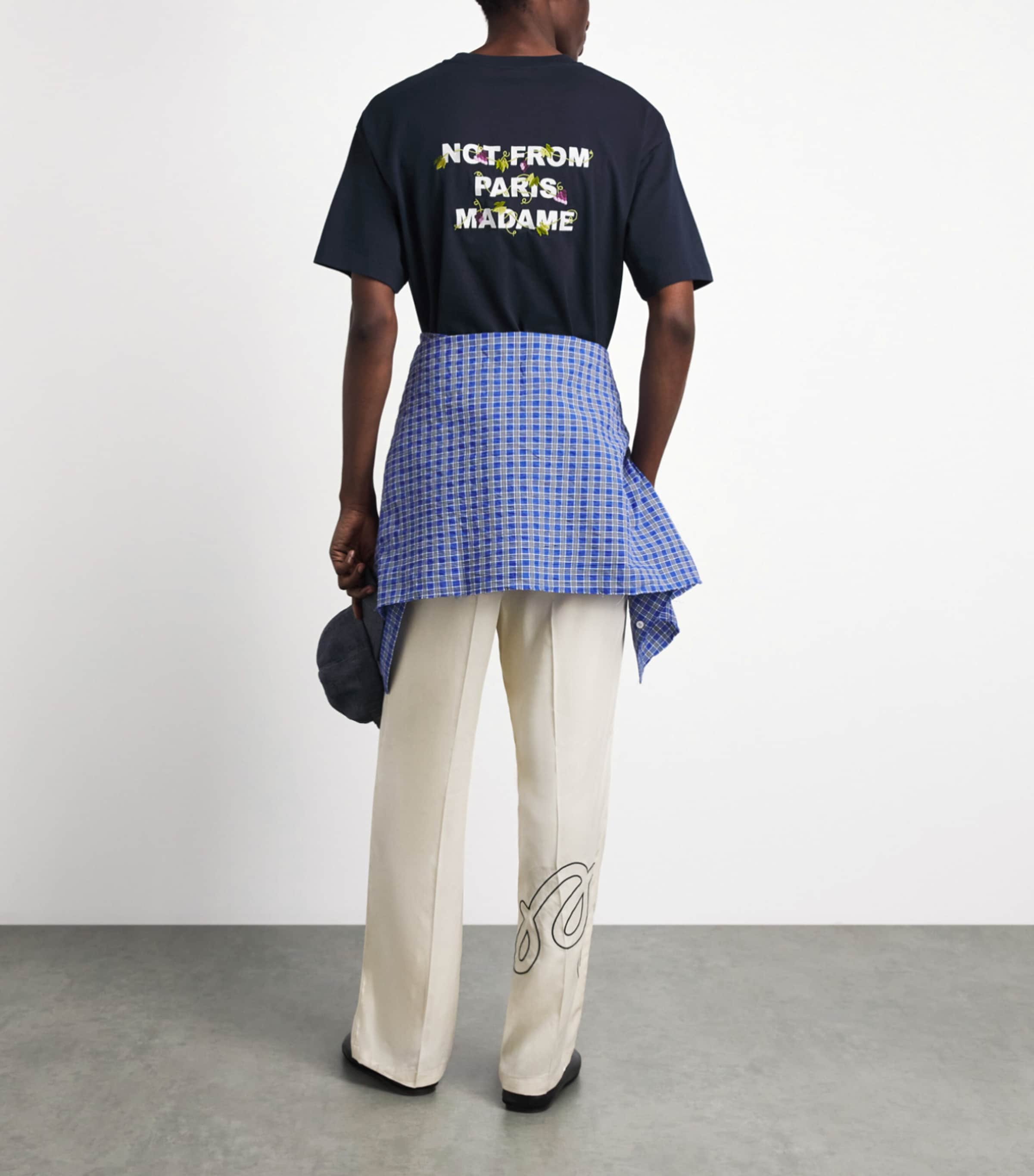 Drôle De Monsieur Navy Cotton Vine Slogan T-Shirt | Harrods US