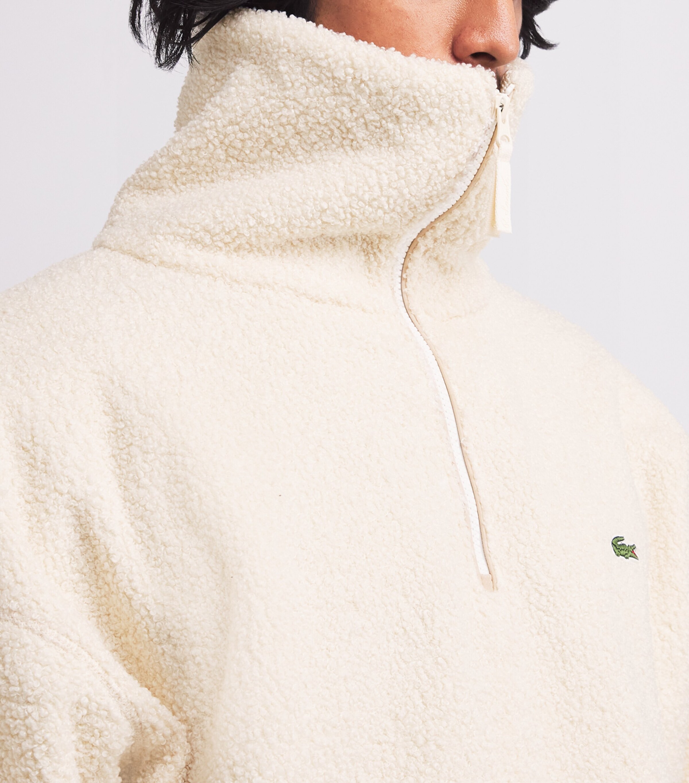 Lacoste Ivory Fleece Quarter-Zip Sweatshirt | Harrods UK