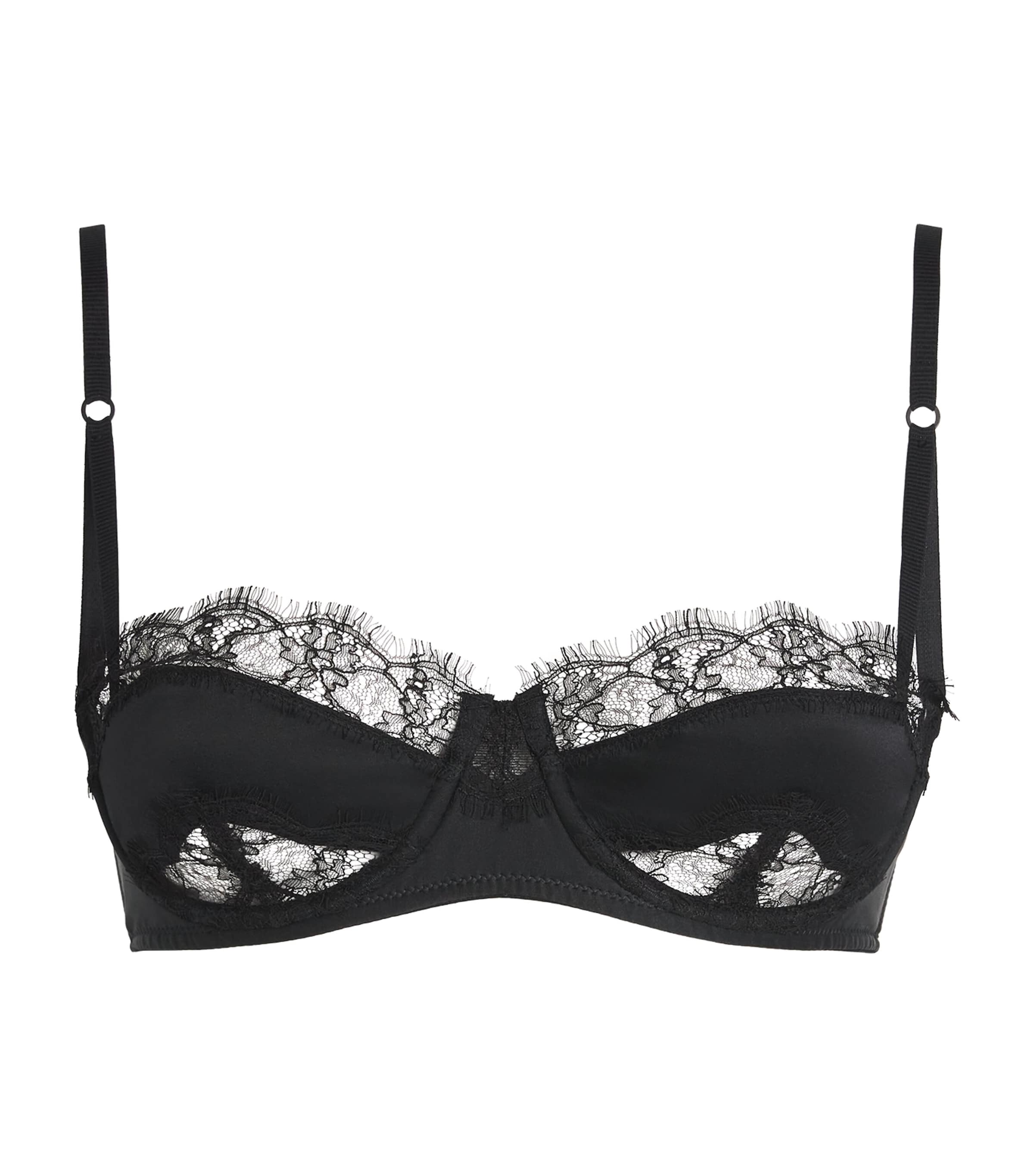 Kiki de Montparnasse Black Stretch-Silk Lace-Insert Bra | Harrods UK