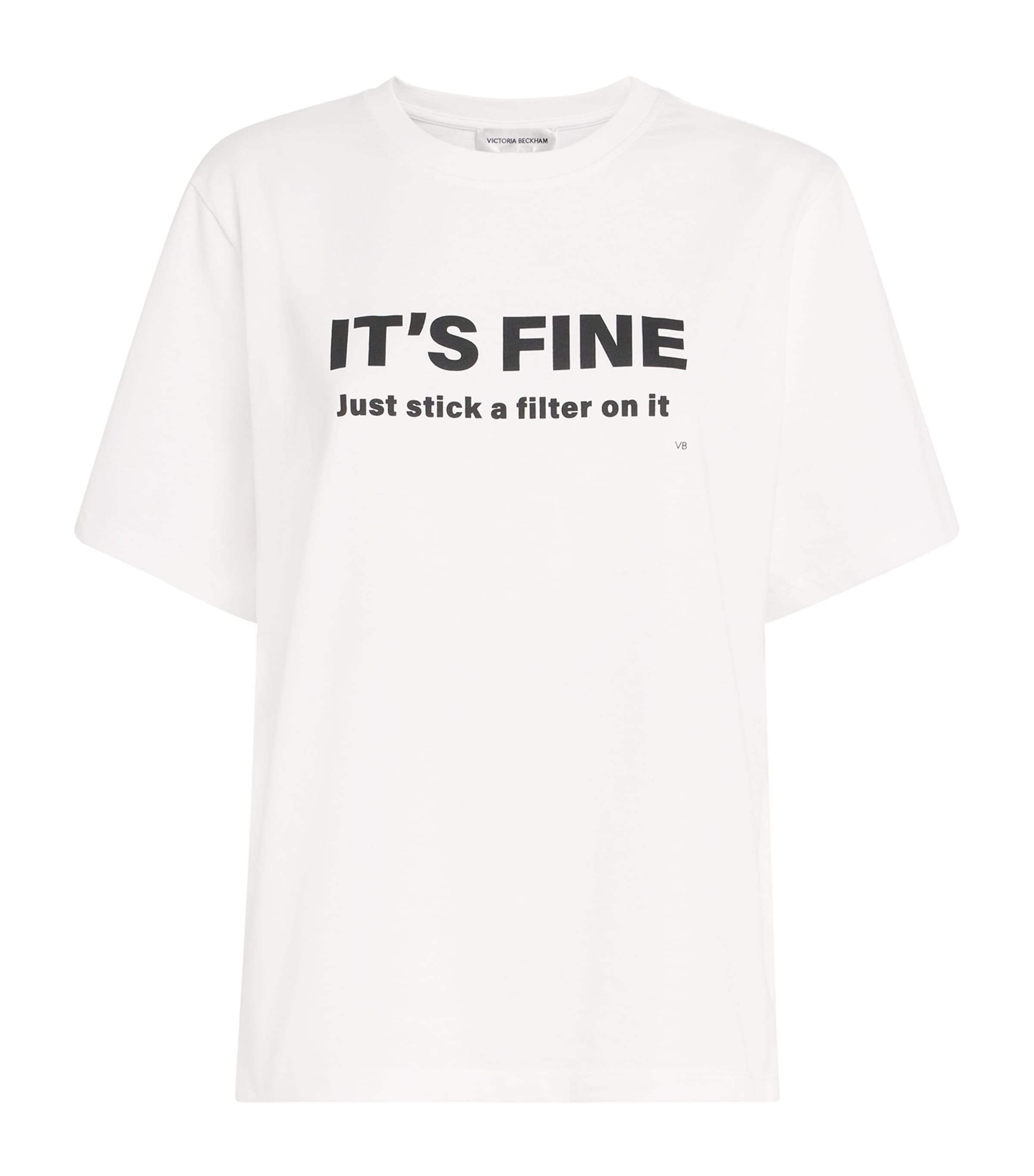 Victoria Beckham White Organic Cotton Slogan T-Shirt | Harrods US