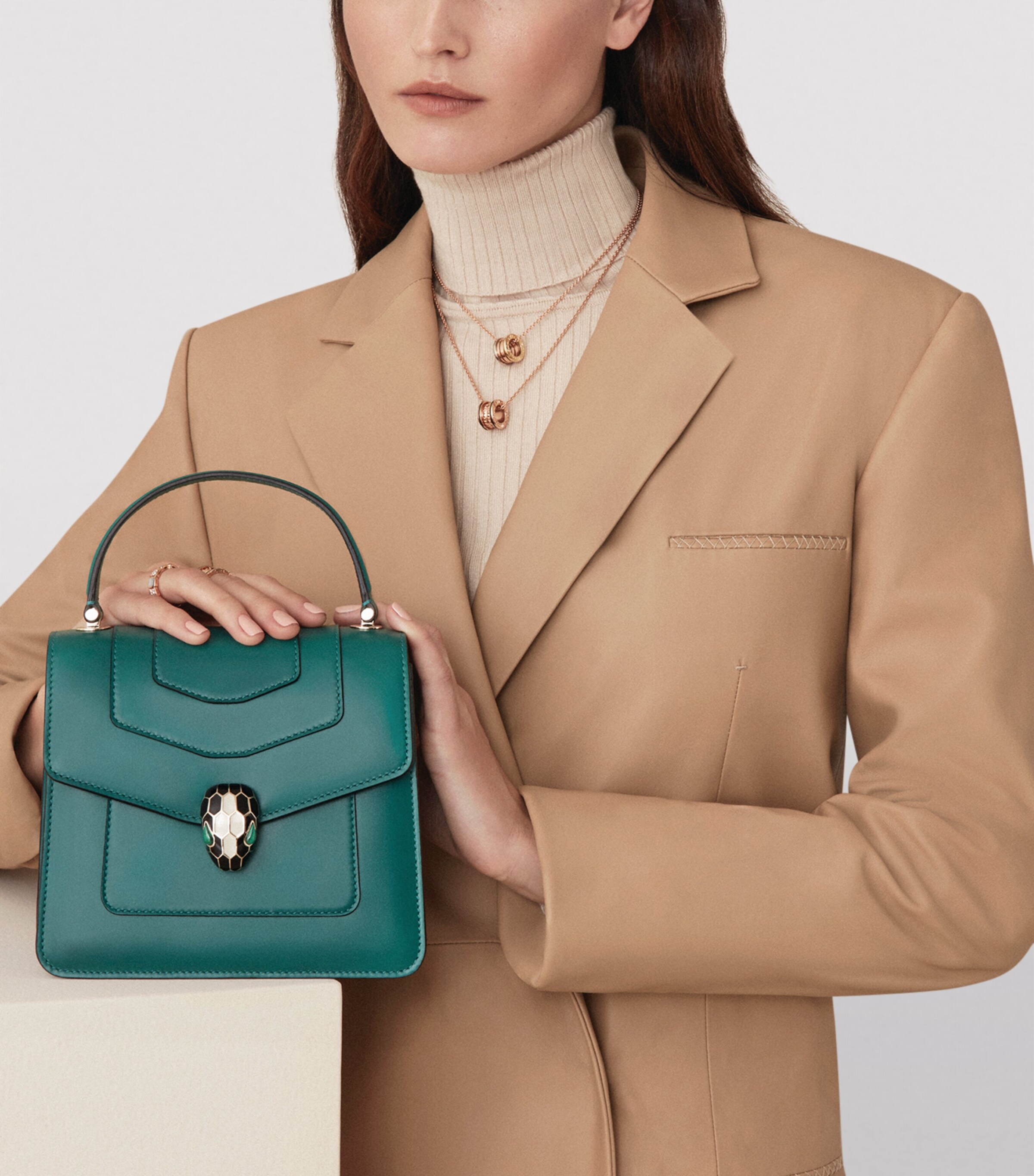 Bvlgari Green Leather Serpenti Forever Top-Handle Bag | Harrods UK