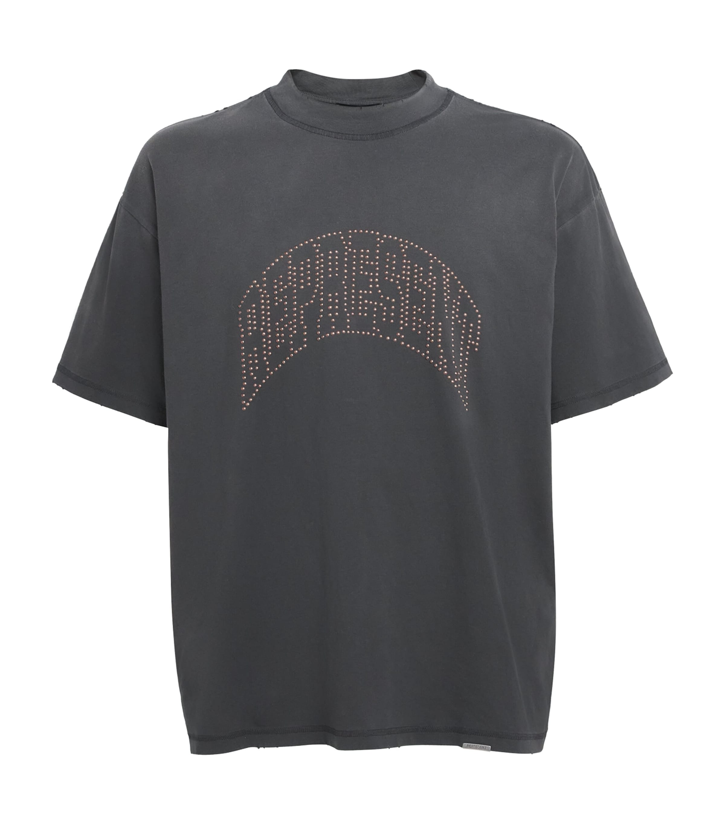 Represent Black Cotton Embellished Logo T-Shirt | Harrods UK