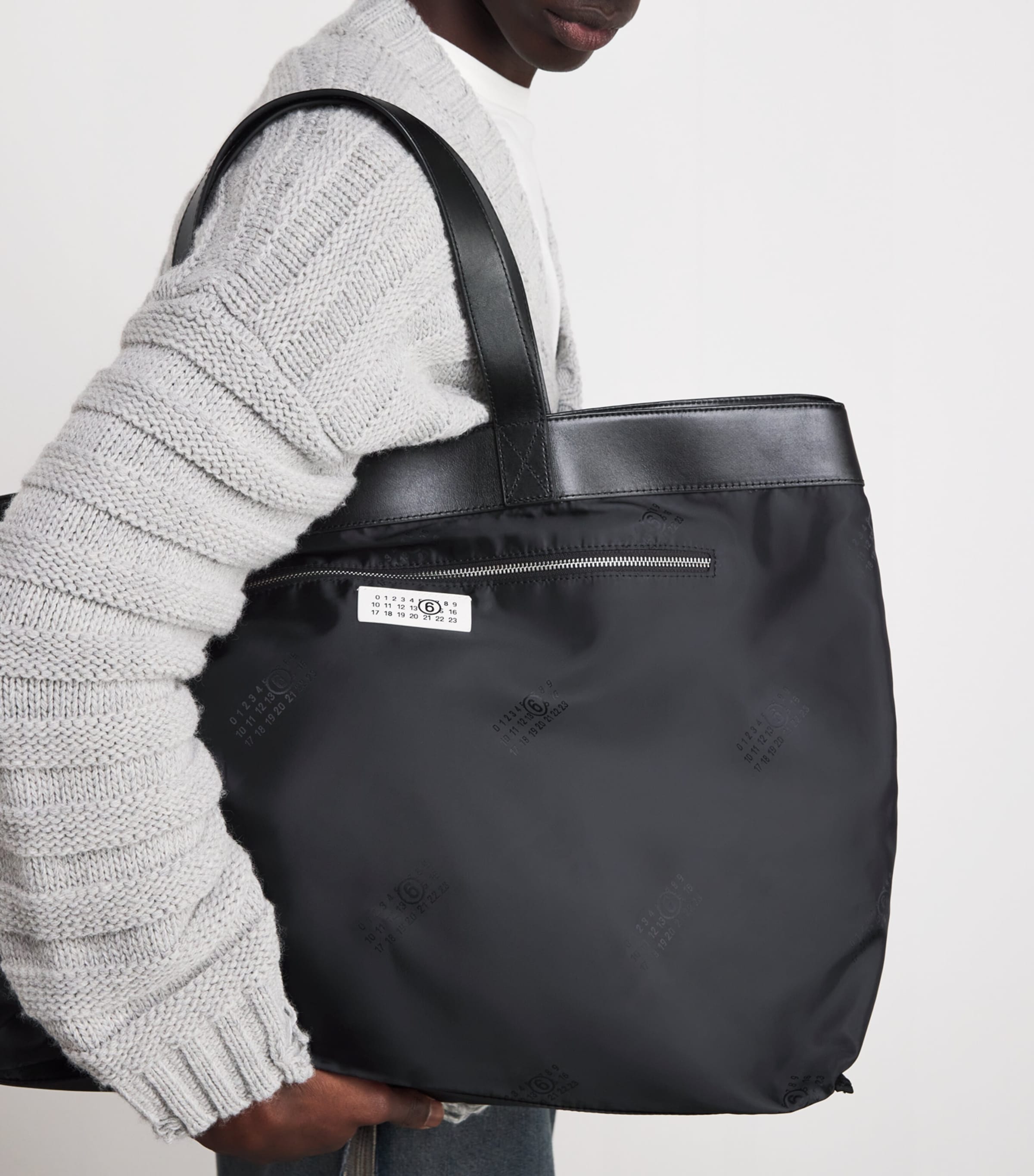 MM6 Maison Margiela Brown Calfskin-Trim Reverse Tote Bag | Harrods SG