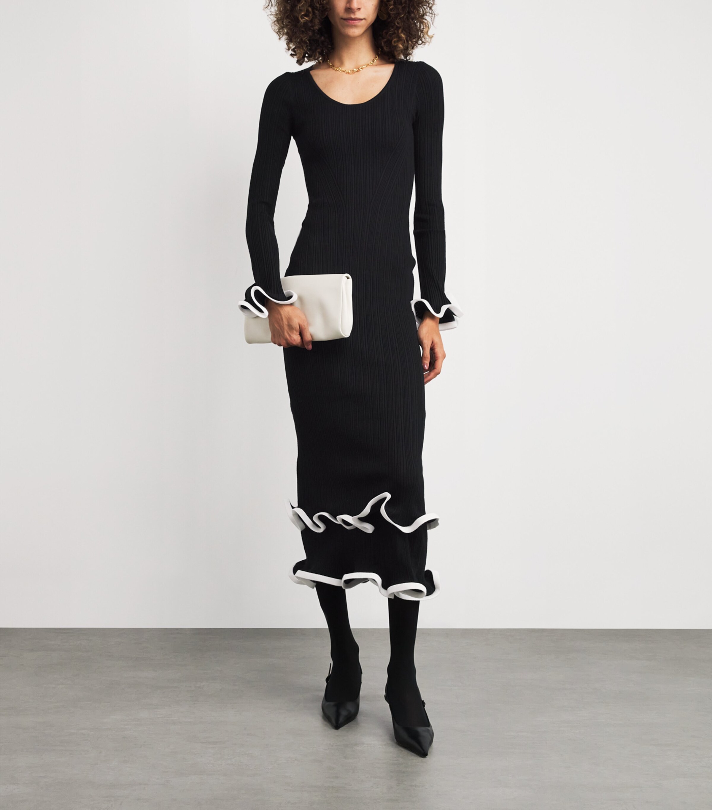 Simkhai Black Long-Sleeve Solani Midi Dress | Harrods PR