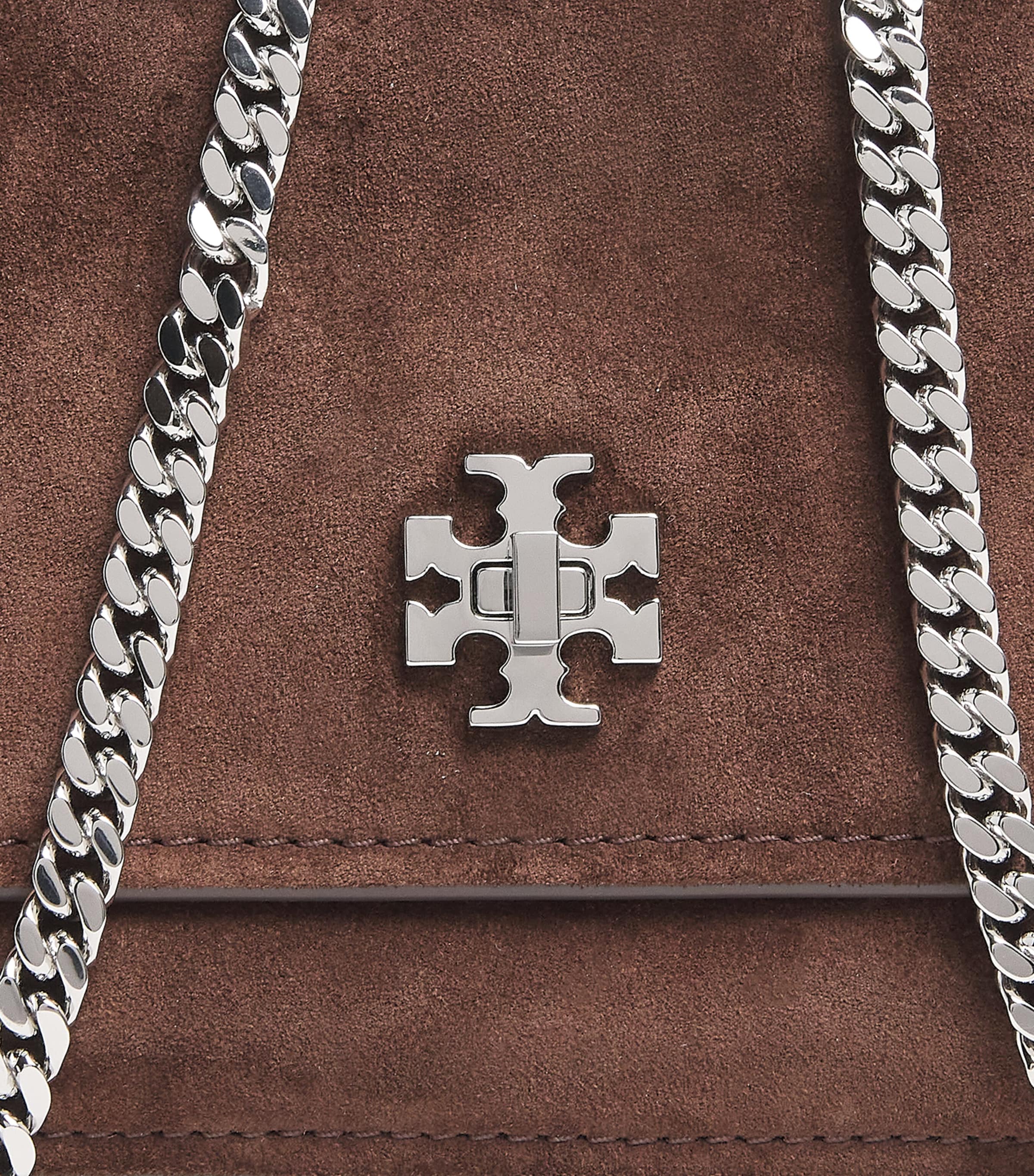 Tory Burch Brown Mini Suede Kira Turnlock Shoulder Bag | Harrods CA