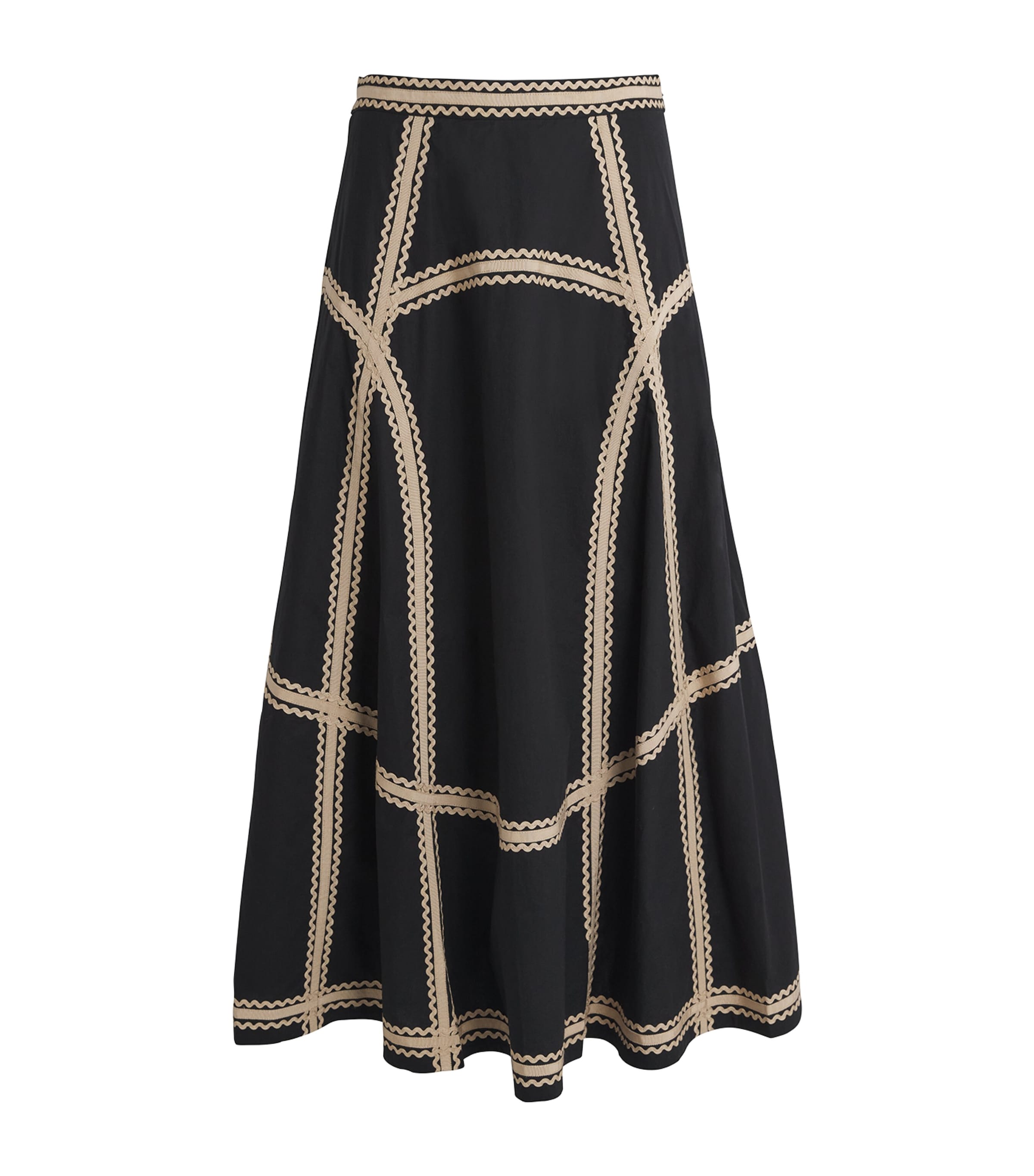 Ulla Johnson Black Cotton Norah Midi Skirt | Harrods AU