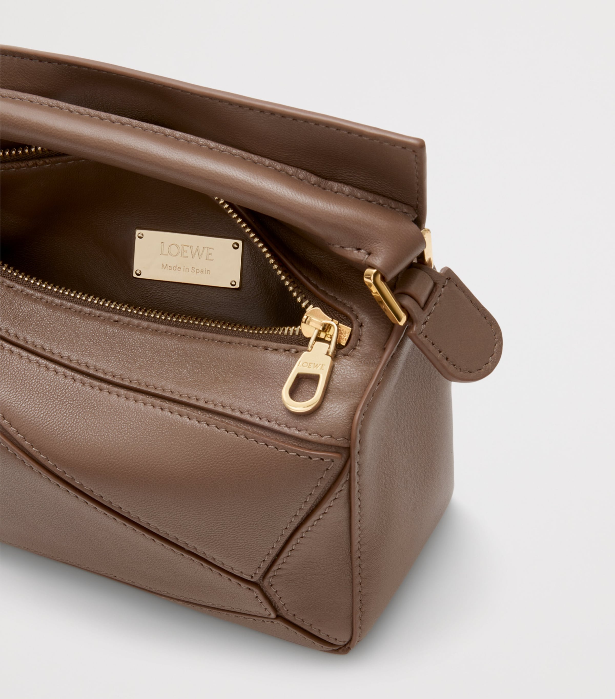 LOEWE Brown Mini Leather Puzzle Top-Handle Bag | Harrods CA