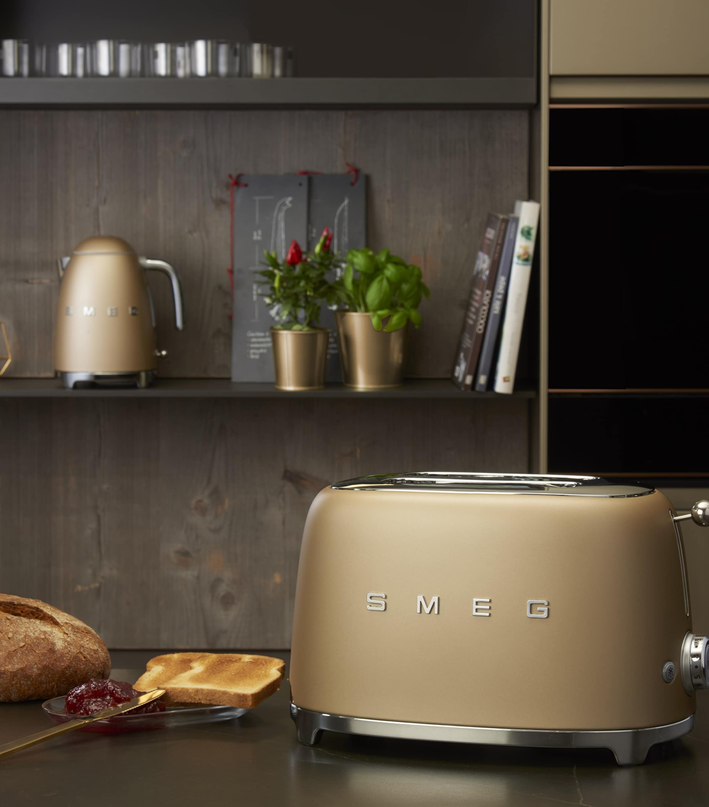 Smeg '50s Style 2-Slot Toaster - Matte Champagne | Harrods UK