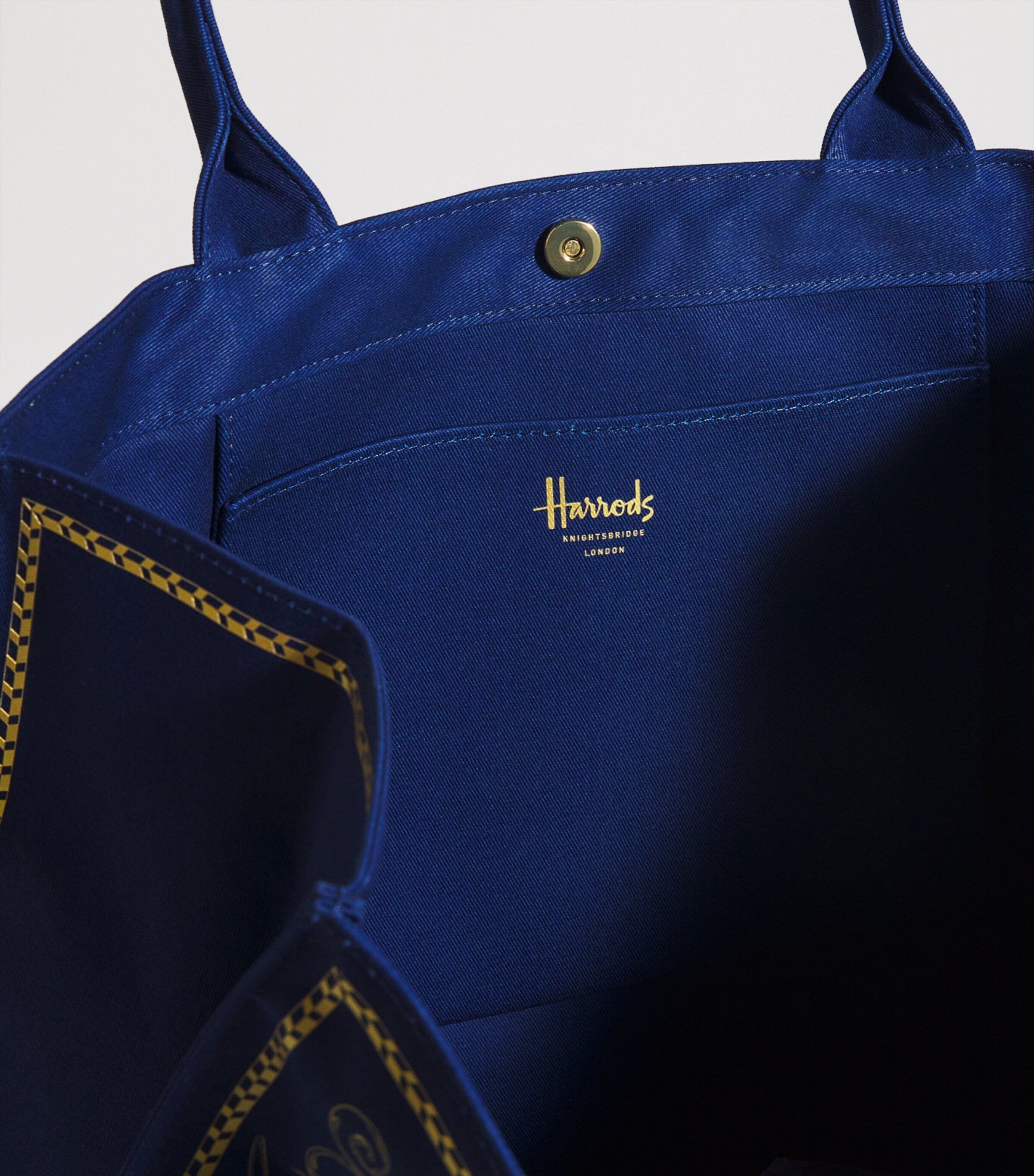 Harrods Navy Gold Building Shopper Bag | Harrods TH
