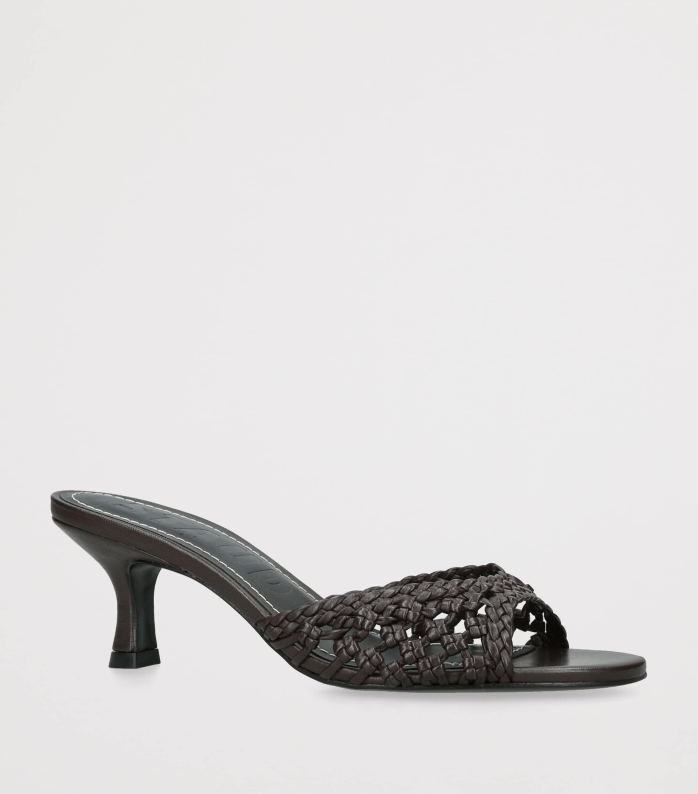 STAUD Brown Leather Woven Birgitte Mules 60 | Harrods DE