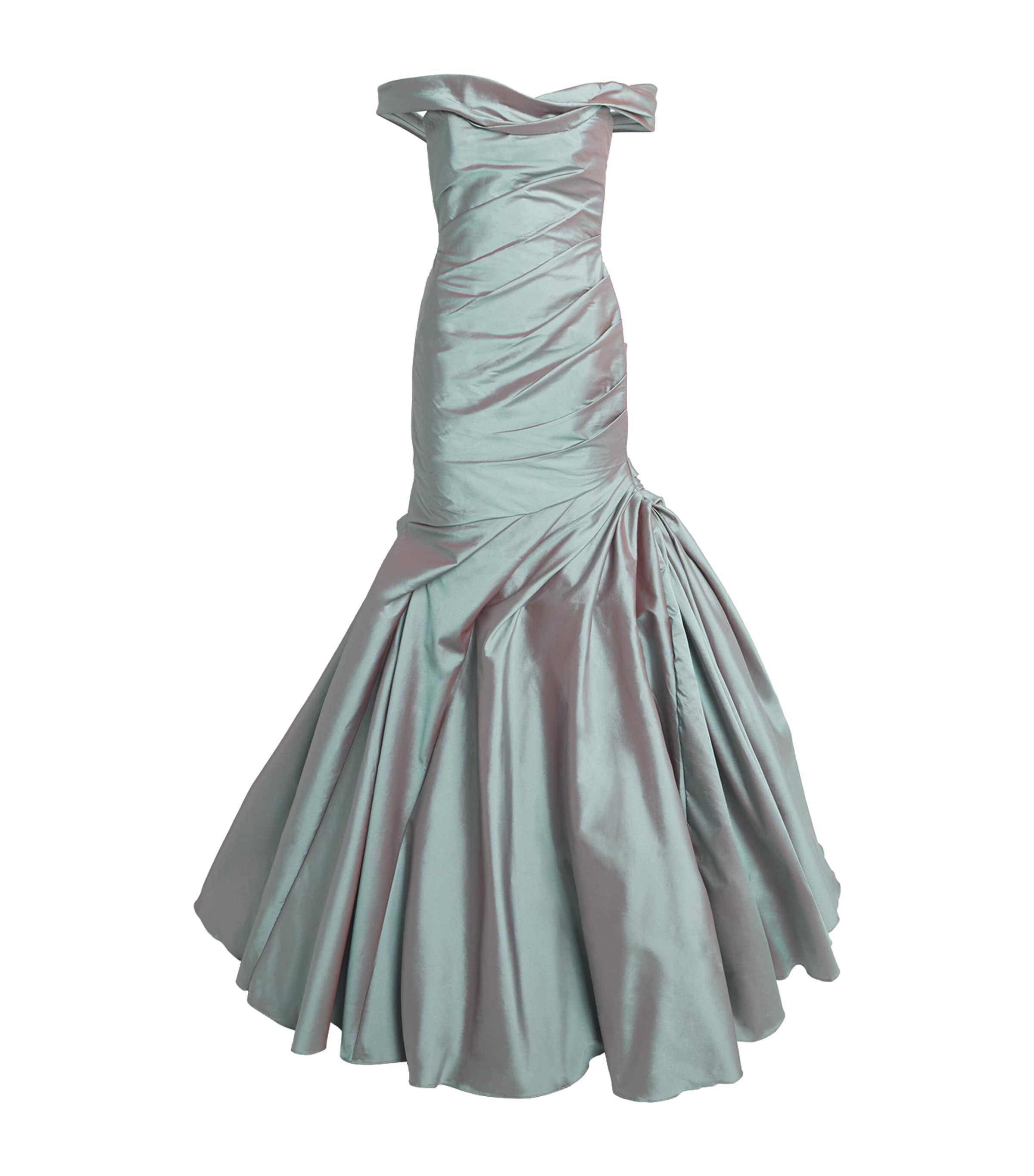 Marmar Halim Blue Taffeta Asymmetric Loudres Gown | Harrods CA