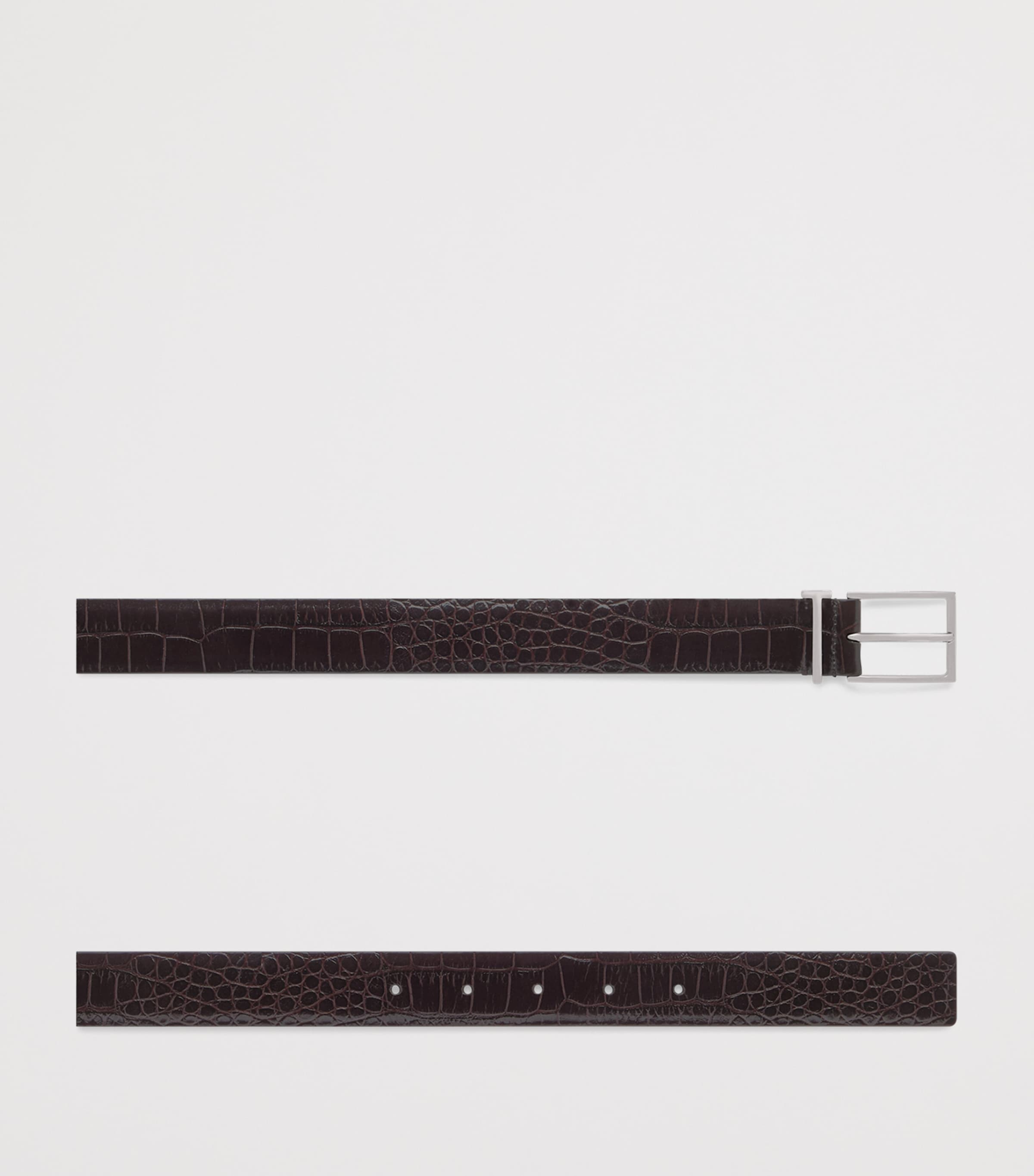 TOM FORD Brown Leather Crocodile-Debossed Belt | Harrods FR