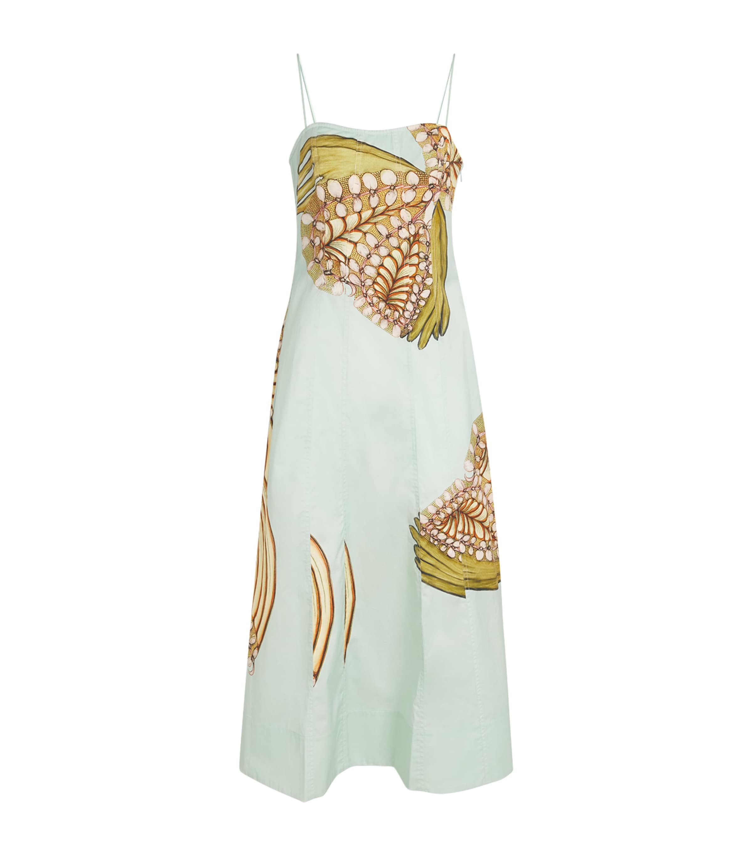 Ulla Johnson Multi Cotton Poplin Vesela Midi Dress | Harrods CA
