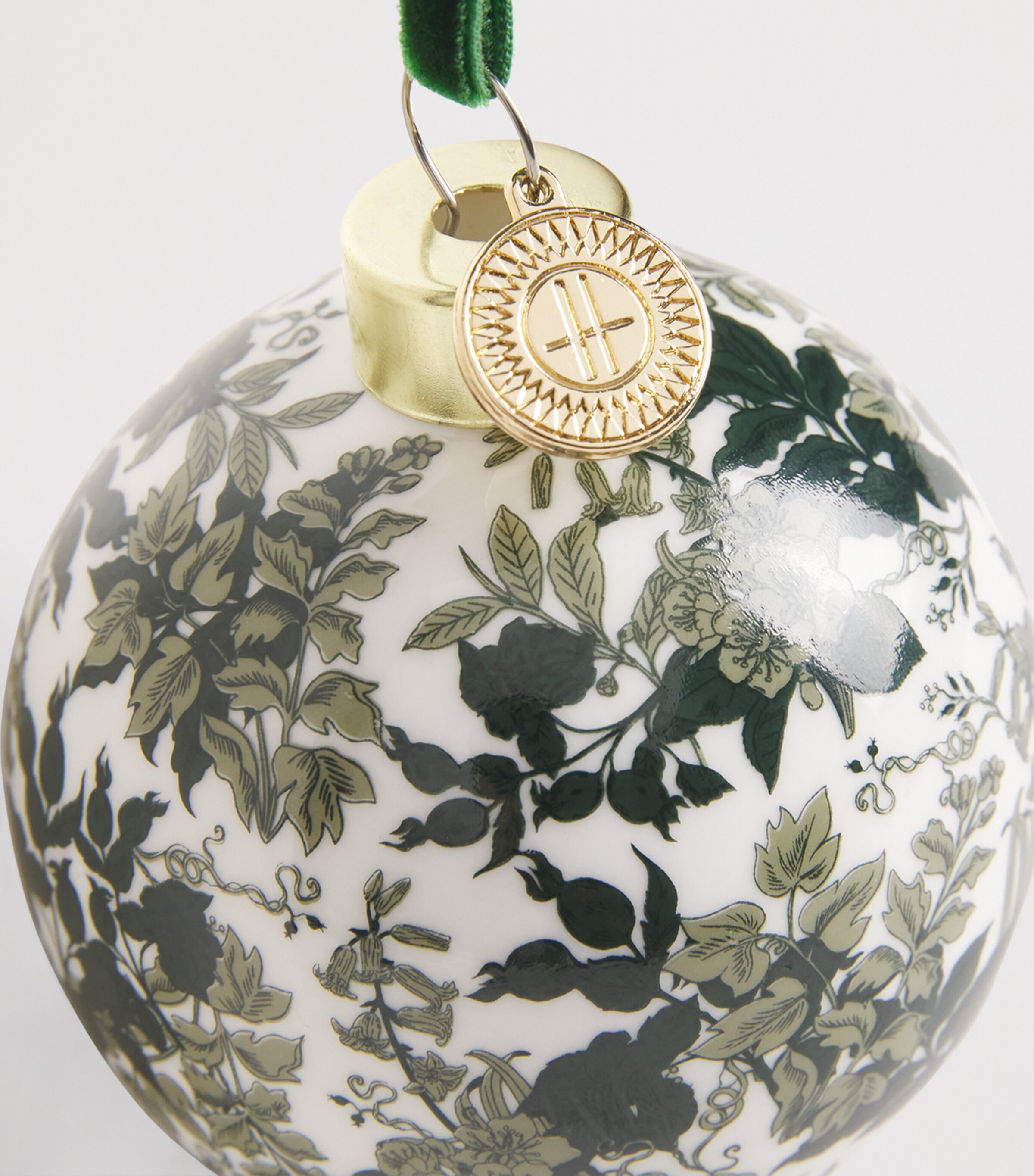 Harrods Ceramic Green Toile Print Bauble | Harrods CO
