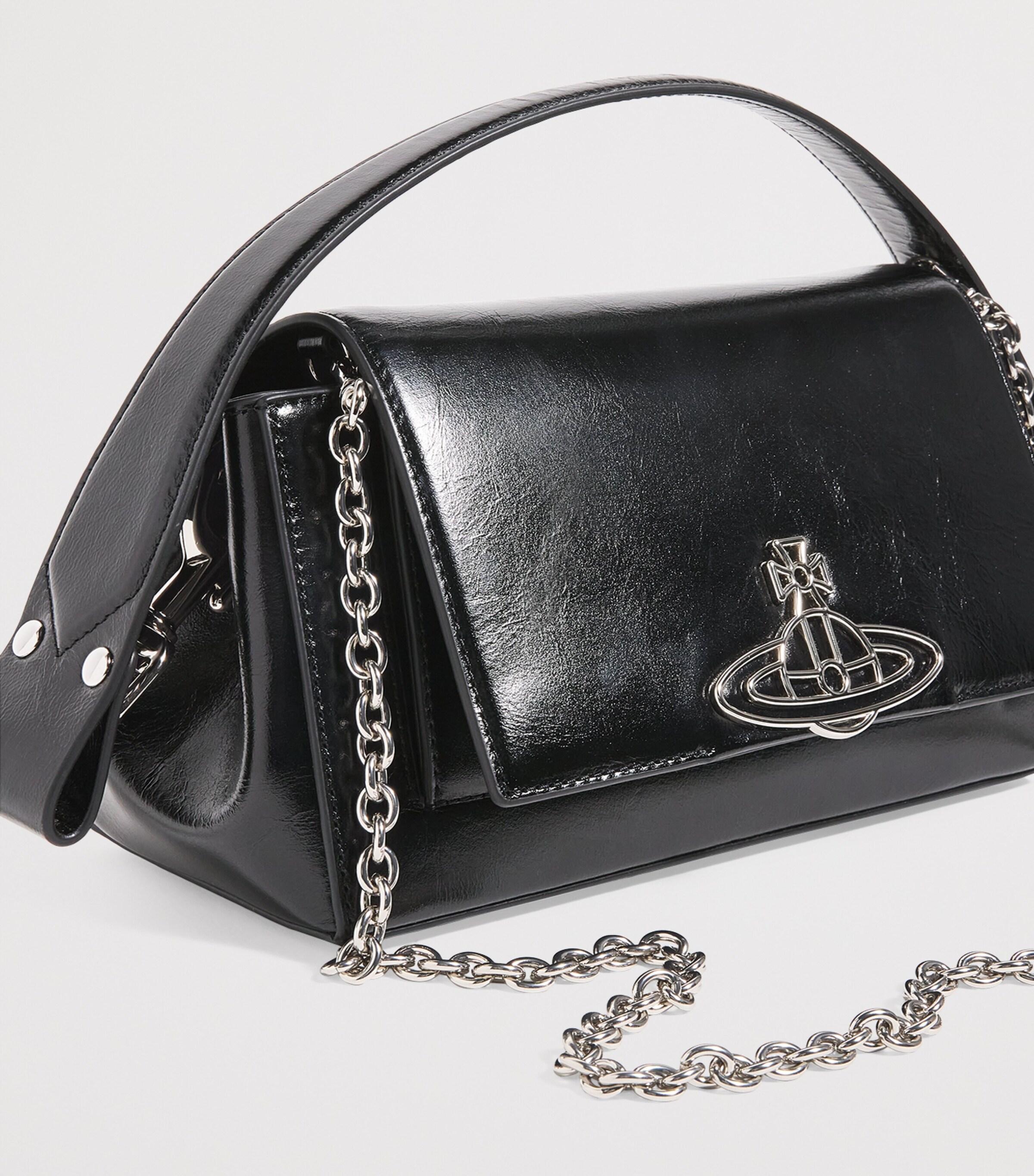 Vivienne Westwood Black Medium Leather Hazel Top-Handle Bag | Harrods US