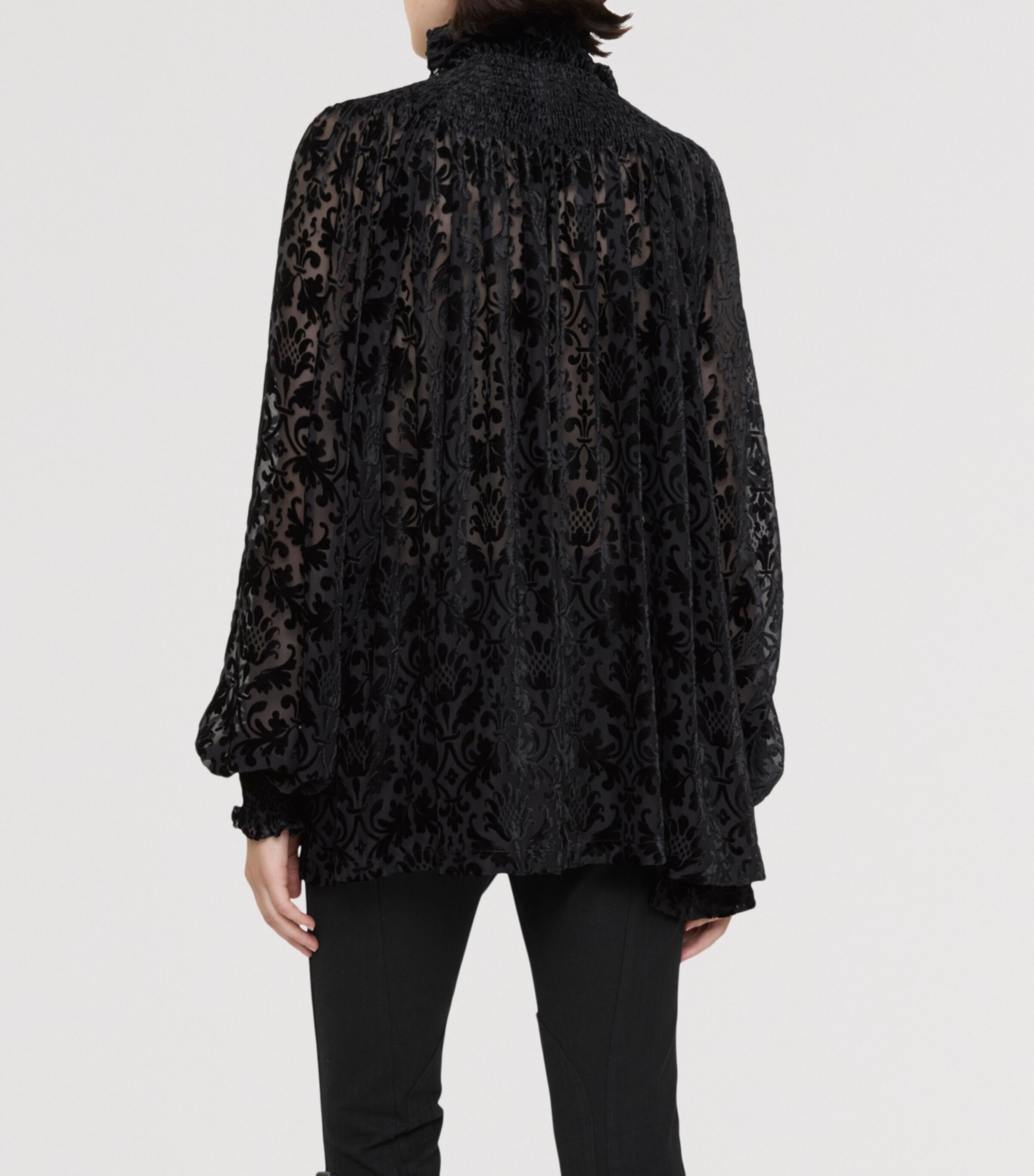 Burberry Black Velvet Devoré Baroque Blouse | Harrods CA