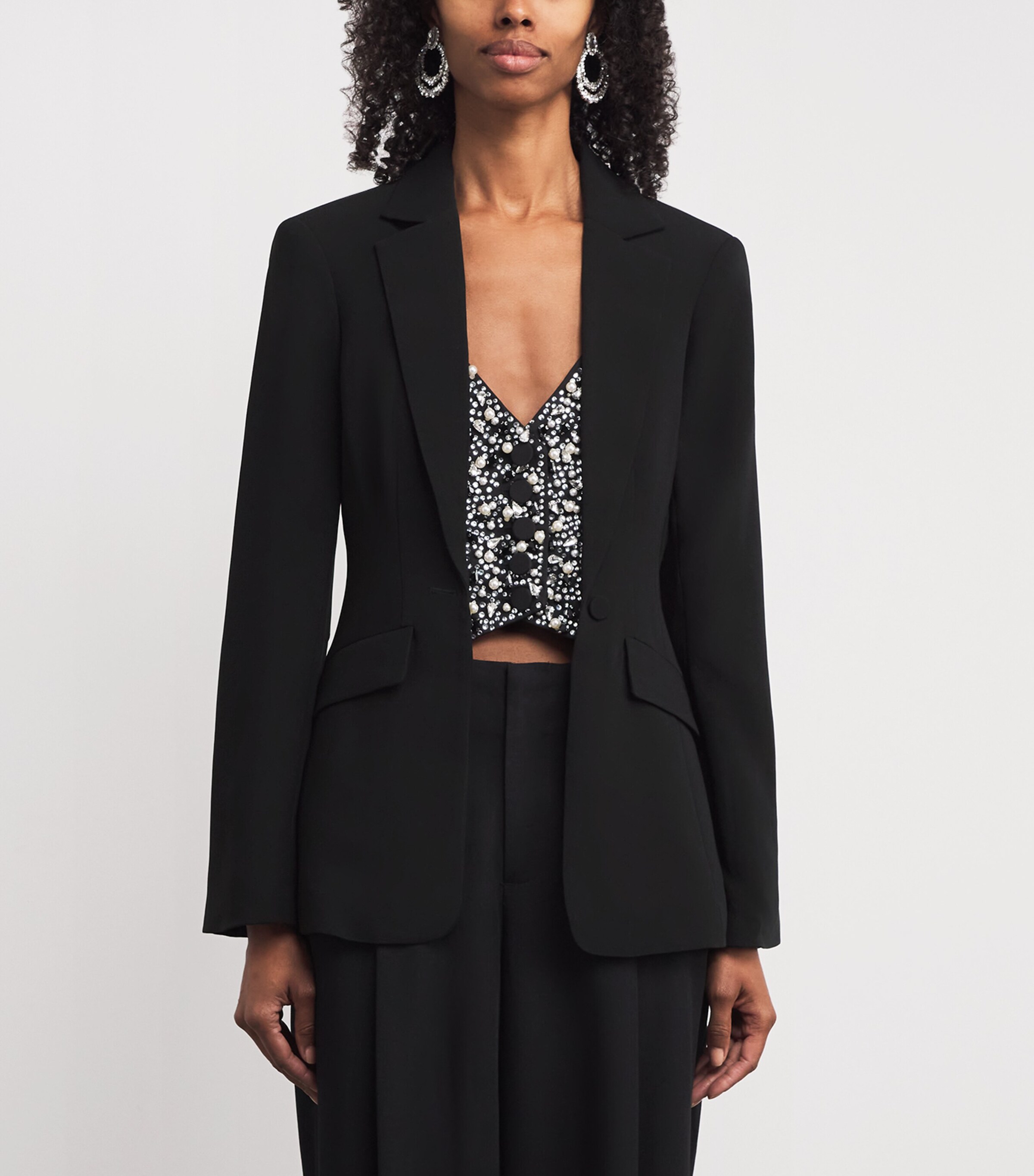 Cinq A Sept Black Embellished-Panel Cynthia Blazer | Harrods US