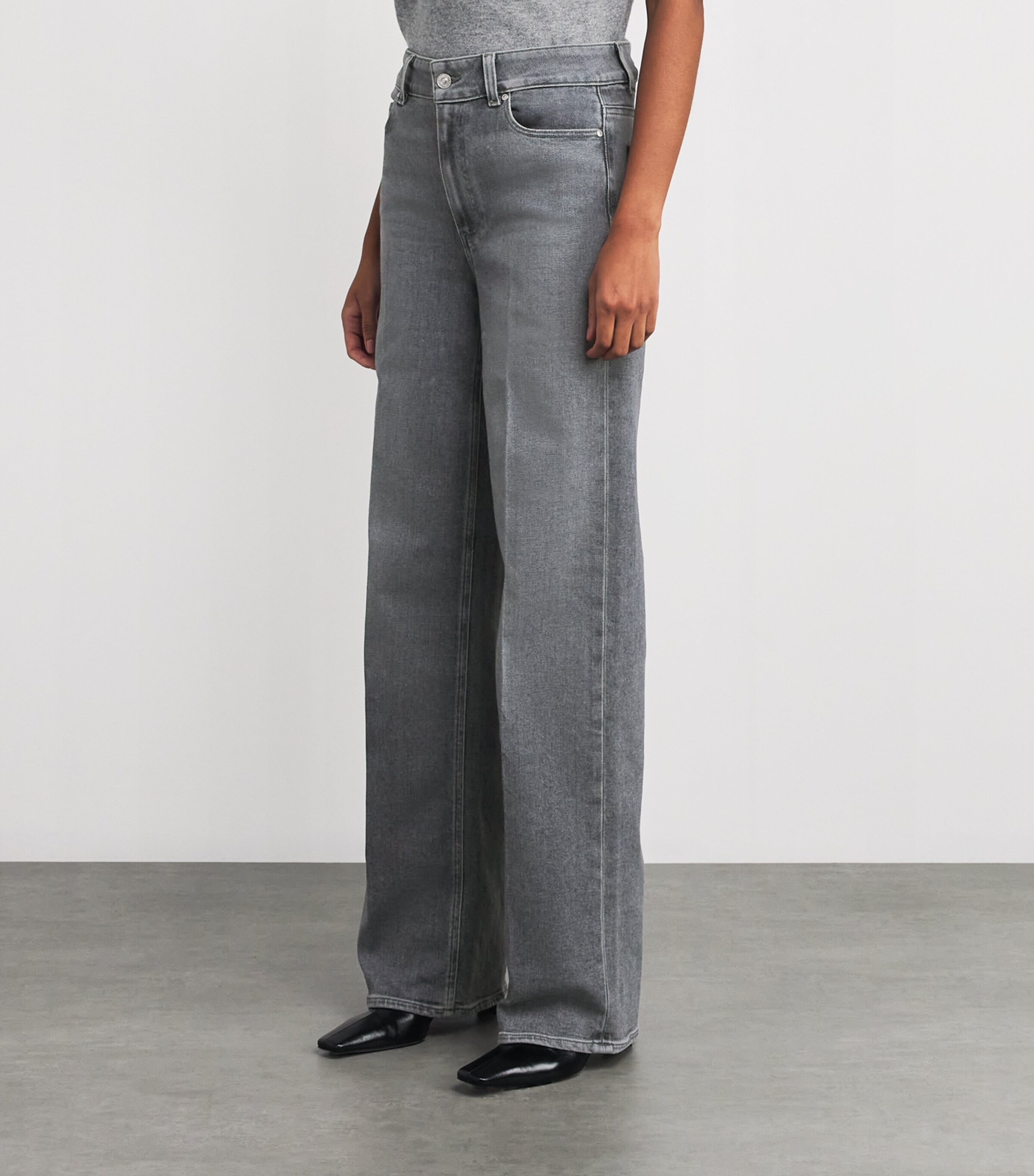 PAIGE Grey Sasha High-Rise Straight Jeans | Harrods US