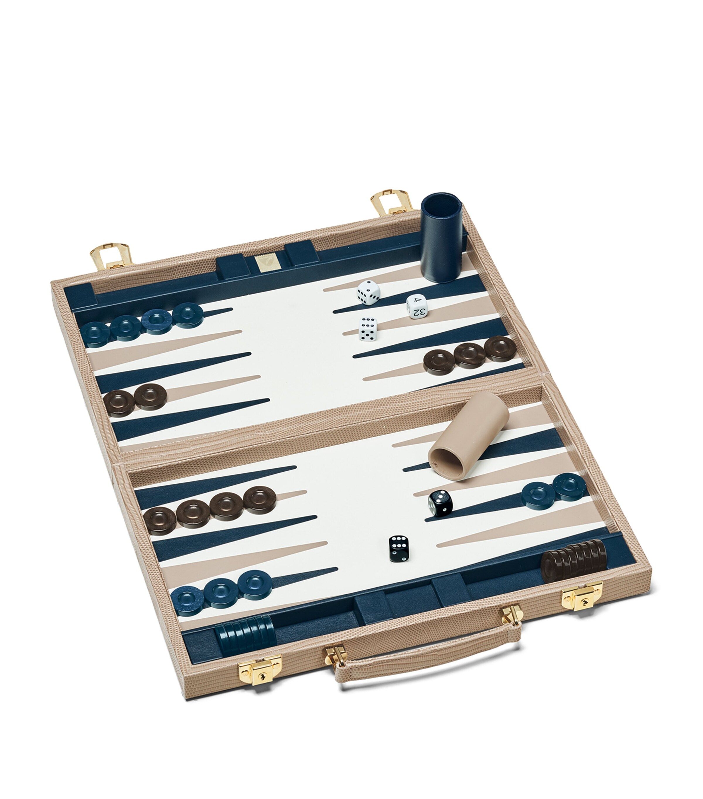 Aspinal Of London 15-Inch Lizard-Effect Leather Backgammon Set | Harrods US