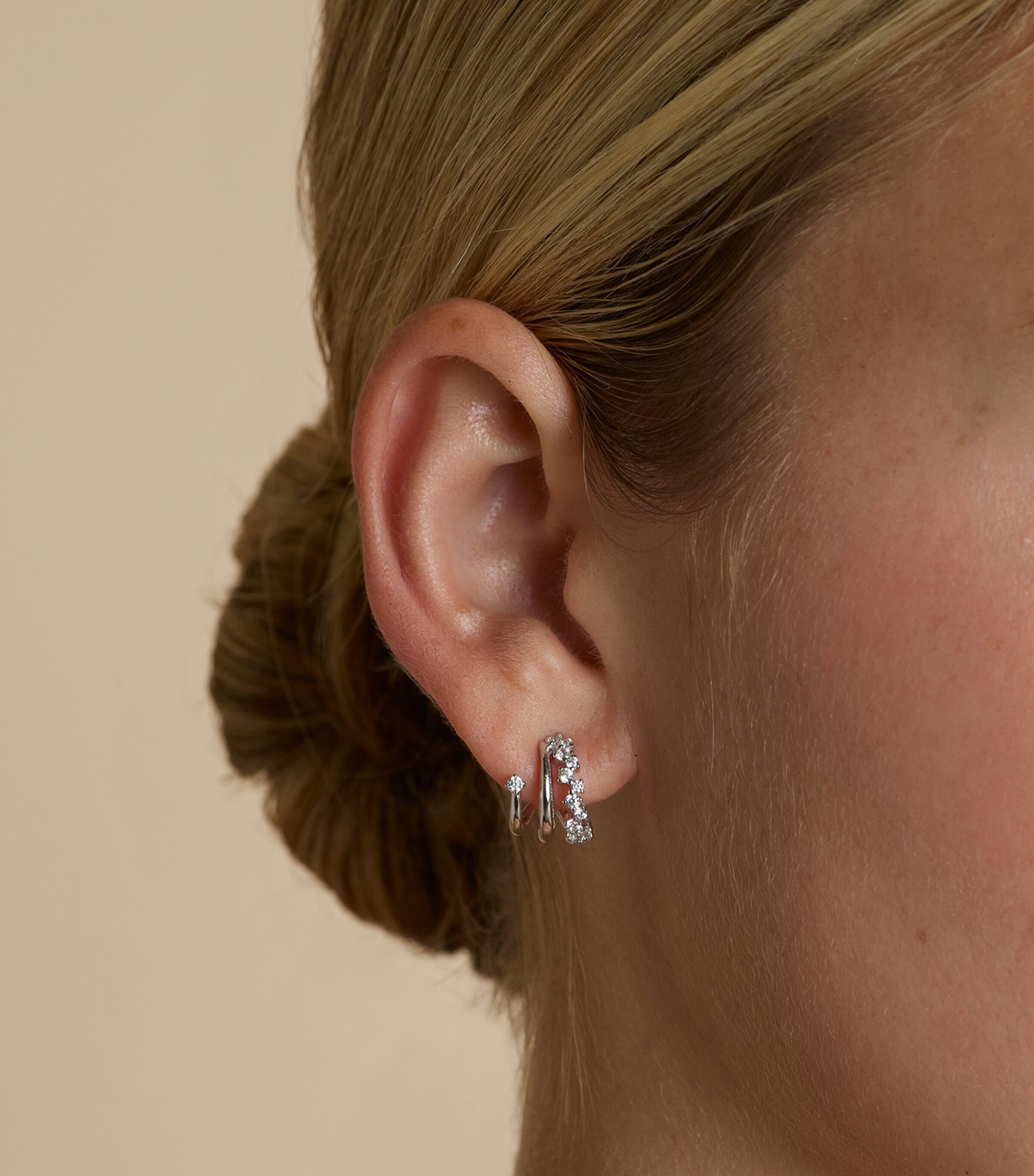 Astrid & Miyu Rhodium-Plated Silver and Crystal Orbit Illusion Huggie ...