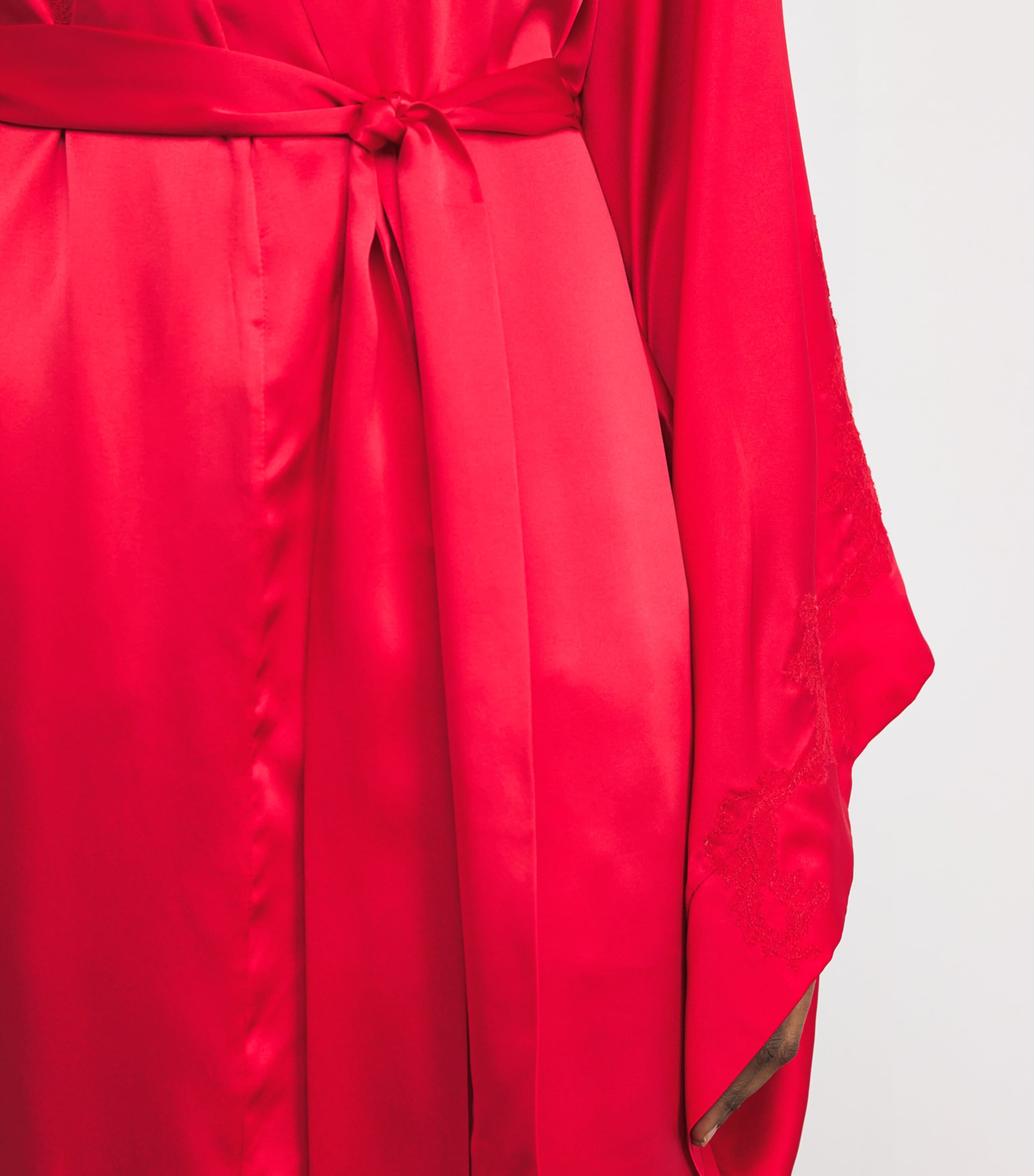 TORLOWEI Red Silk-Lace Long Robe | Harrods UK