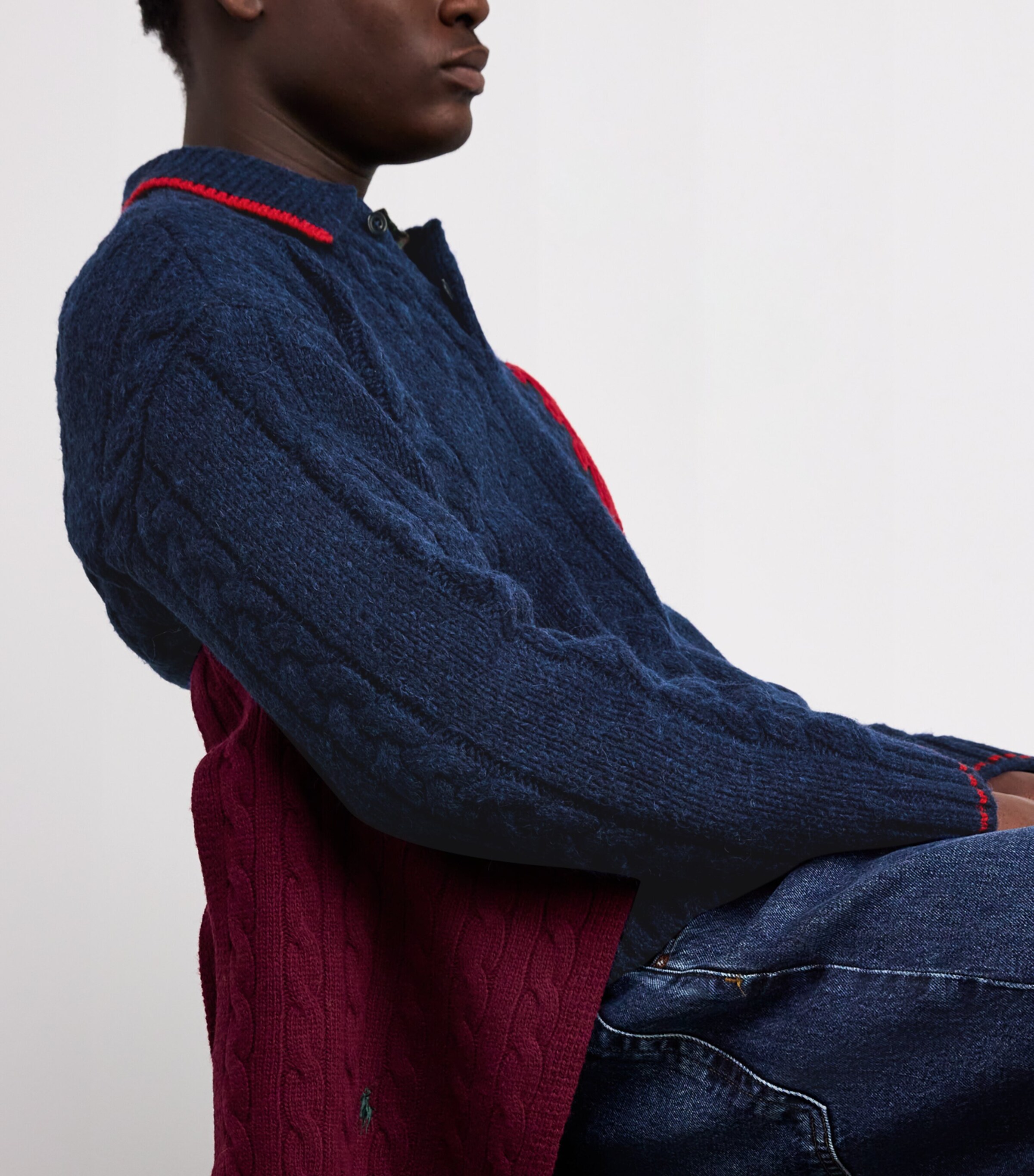Polo Ralph Lauren Navy Wool-Blend Varsity Sweater | Harrods SG