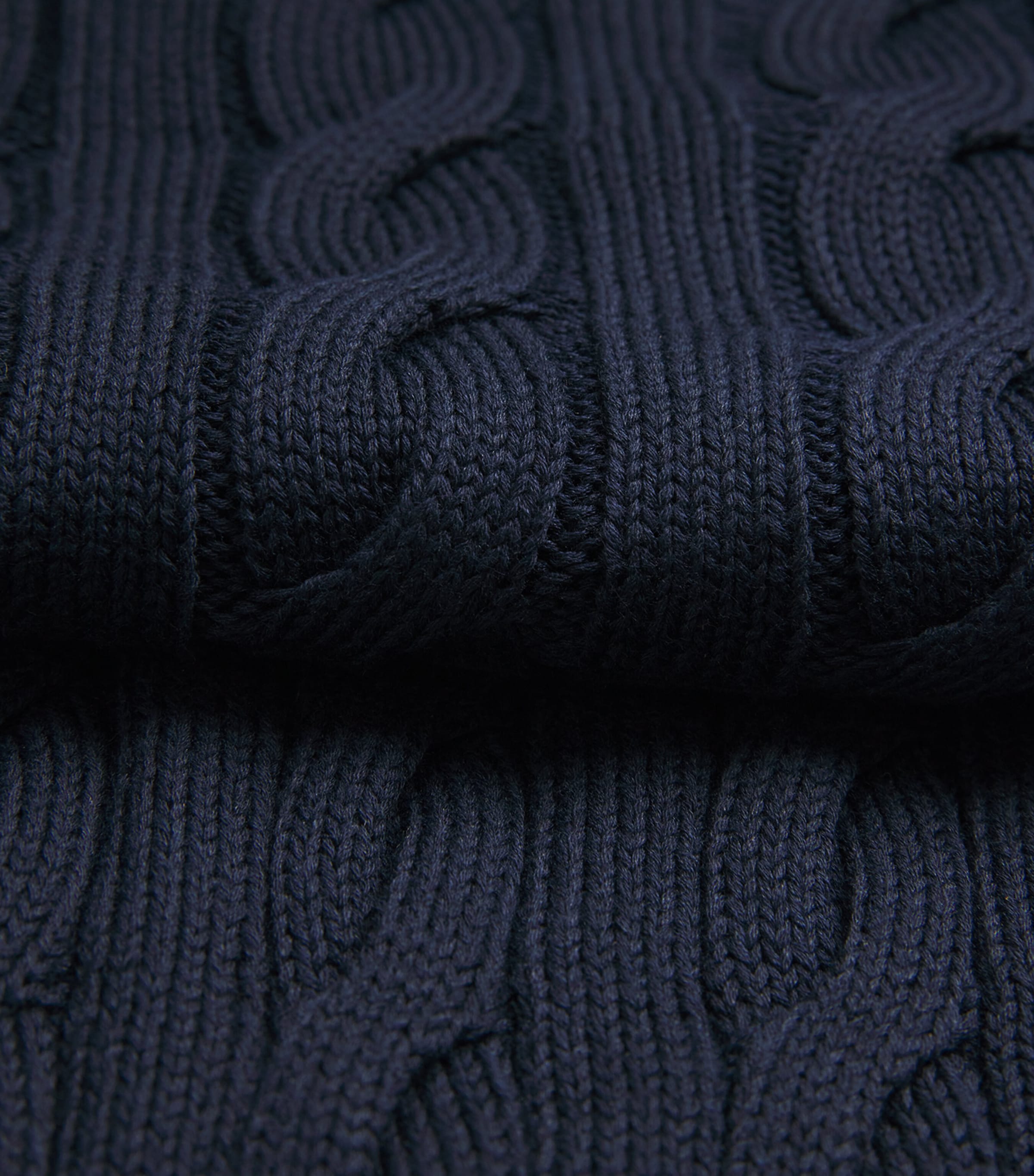Ralph Lauren Purple Label Navy Cotton-Silk Cable-Knit Polo Sweater ...