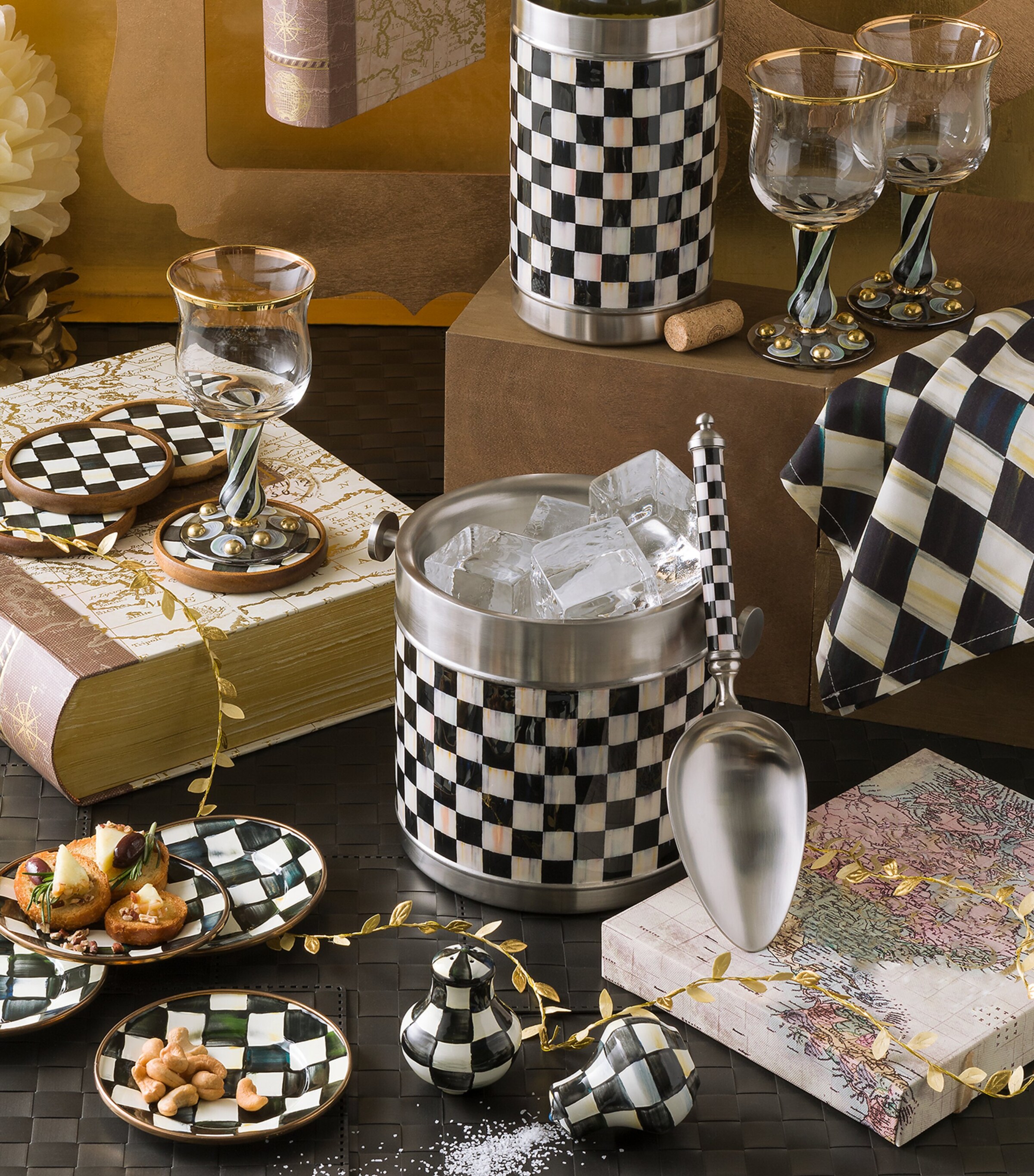 MacKenzie-Childs Stainless Steel Courtly Check Ice Bucket (18cm ...