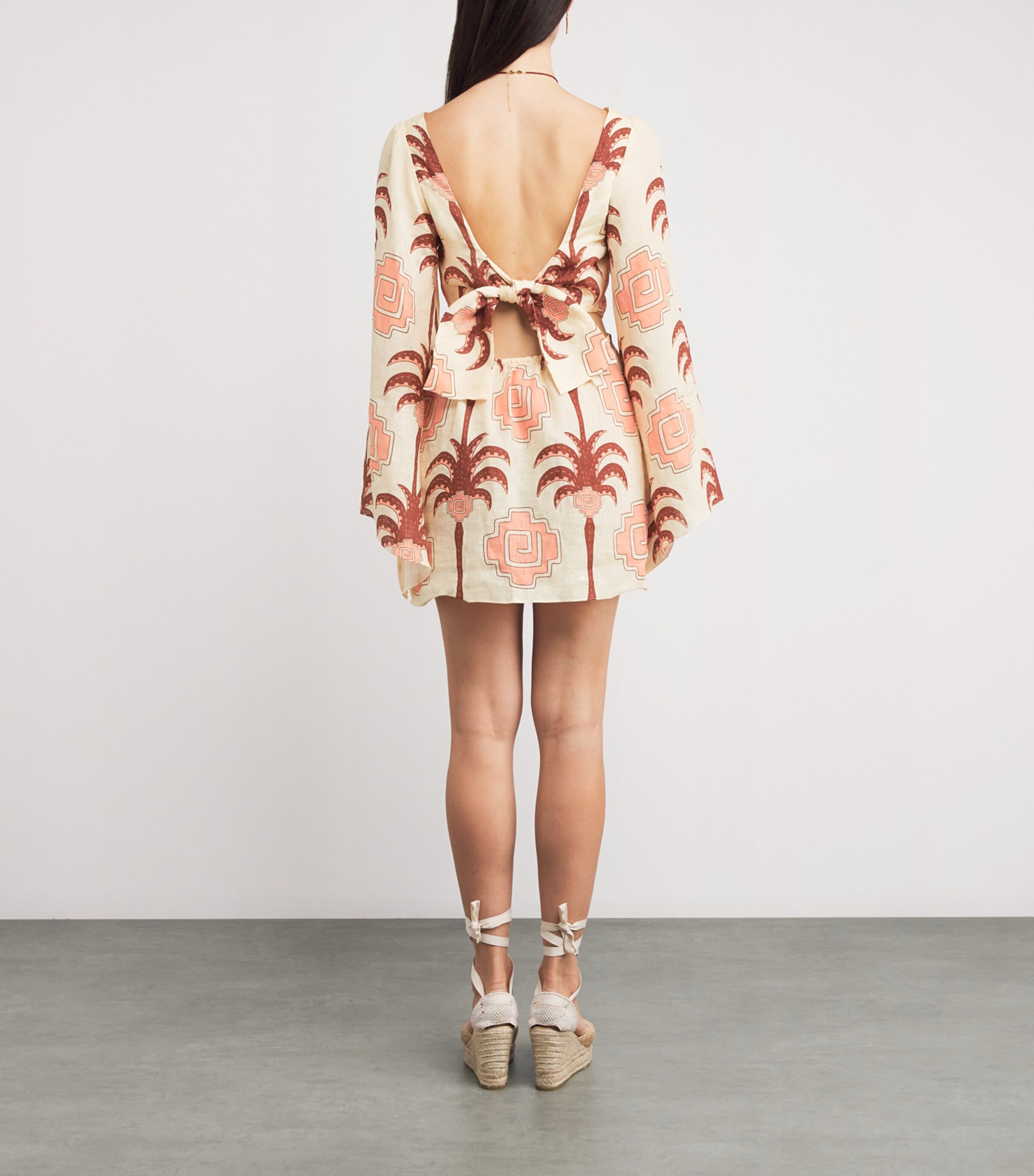 Johanna Ortiz Pink Linen Wave After Wave Mini Dress | Harrods IT