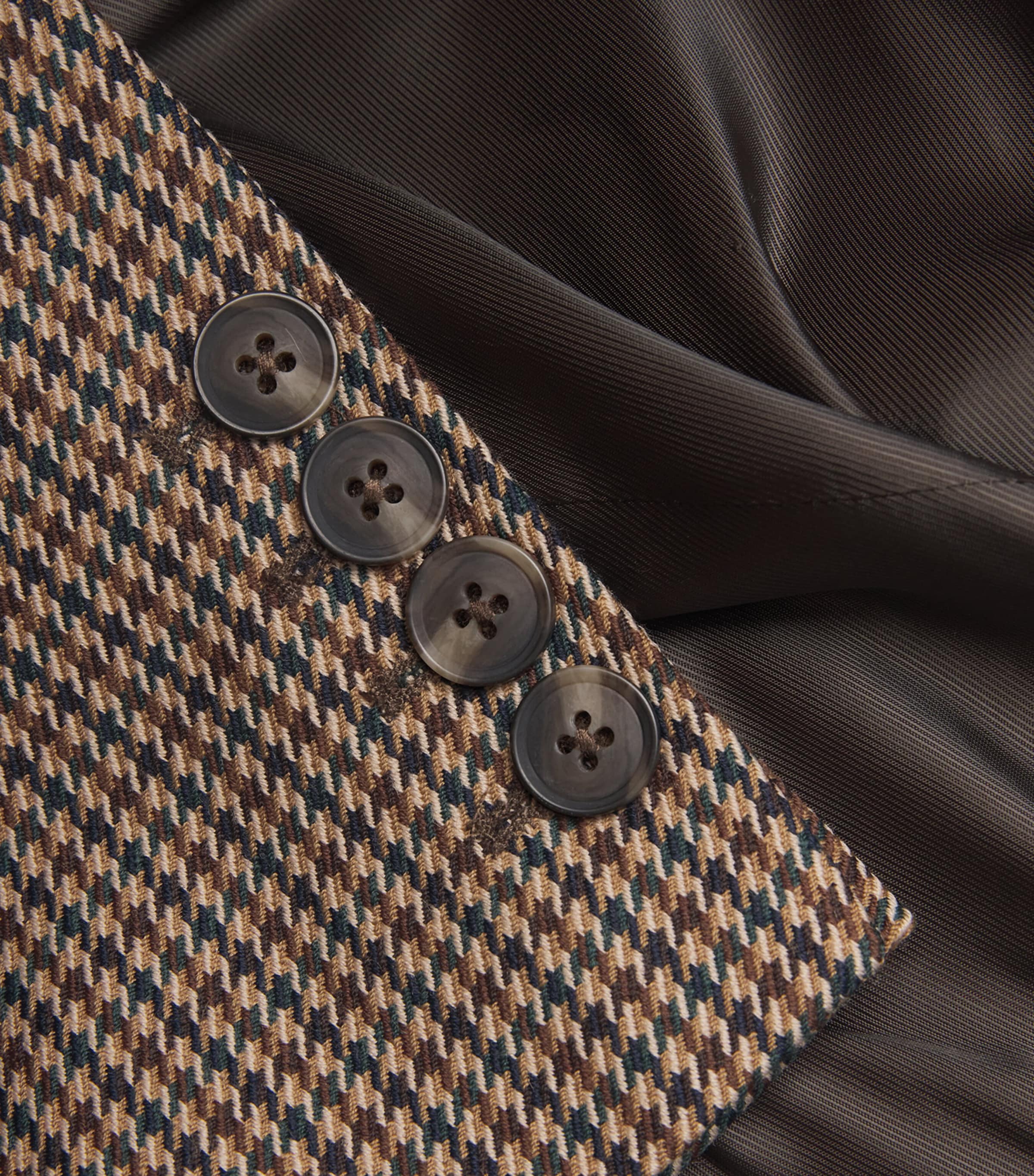 PAIGE Brown Wool-Blend Houndstooth Quentin Blazer | Harrods CN