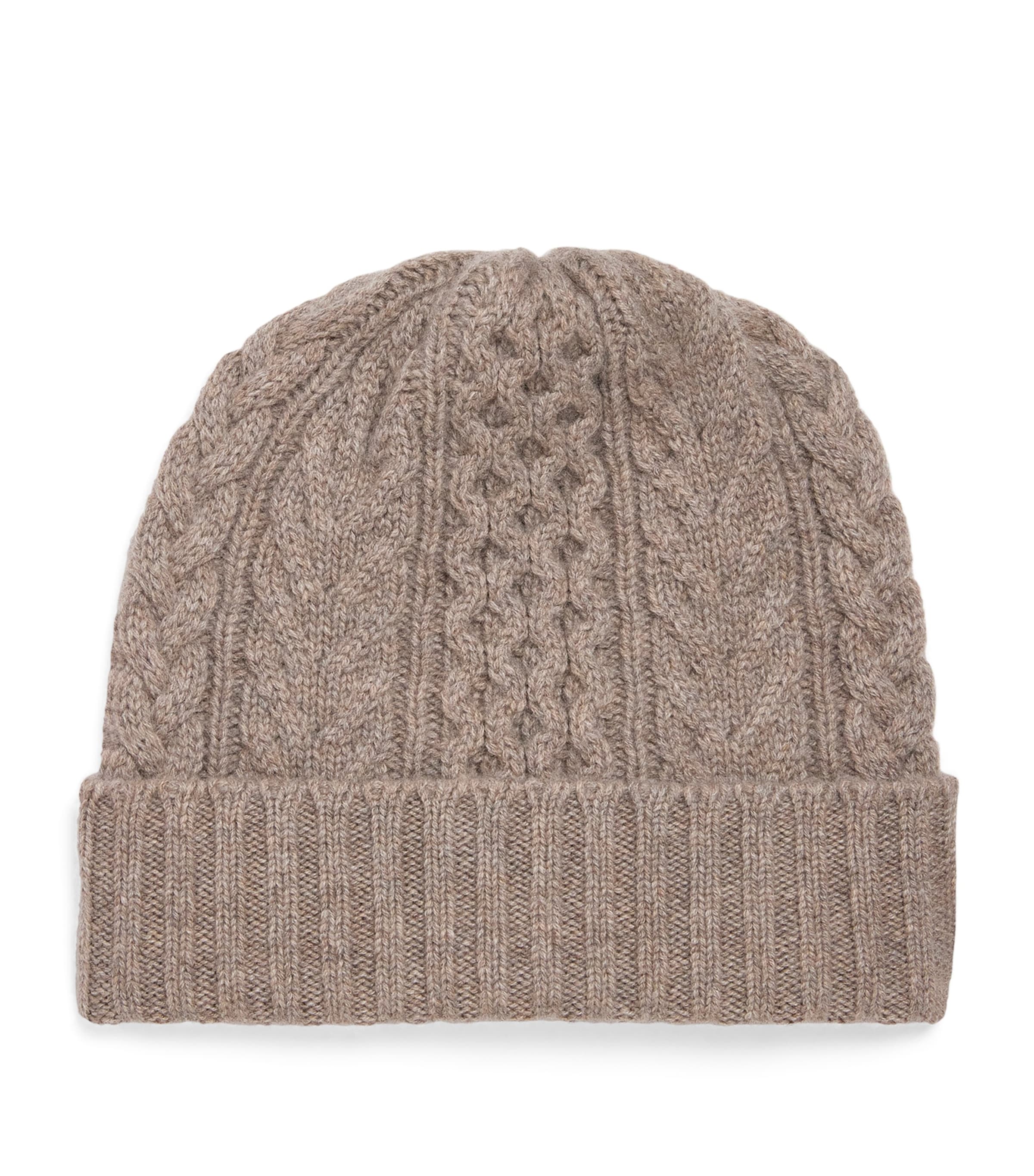 Johnstons Of Elgin Brown Cashmere Aran Cable Beanie | Harrods CA