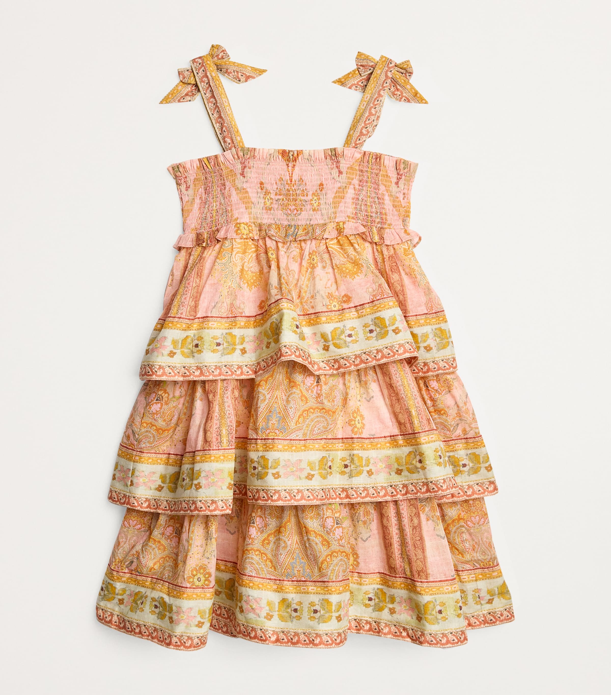 Zimmermann Kids Pink Cotton Wylie Shirred Tiered Dress (1-12 Years ...