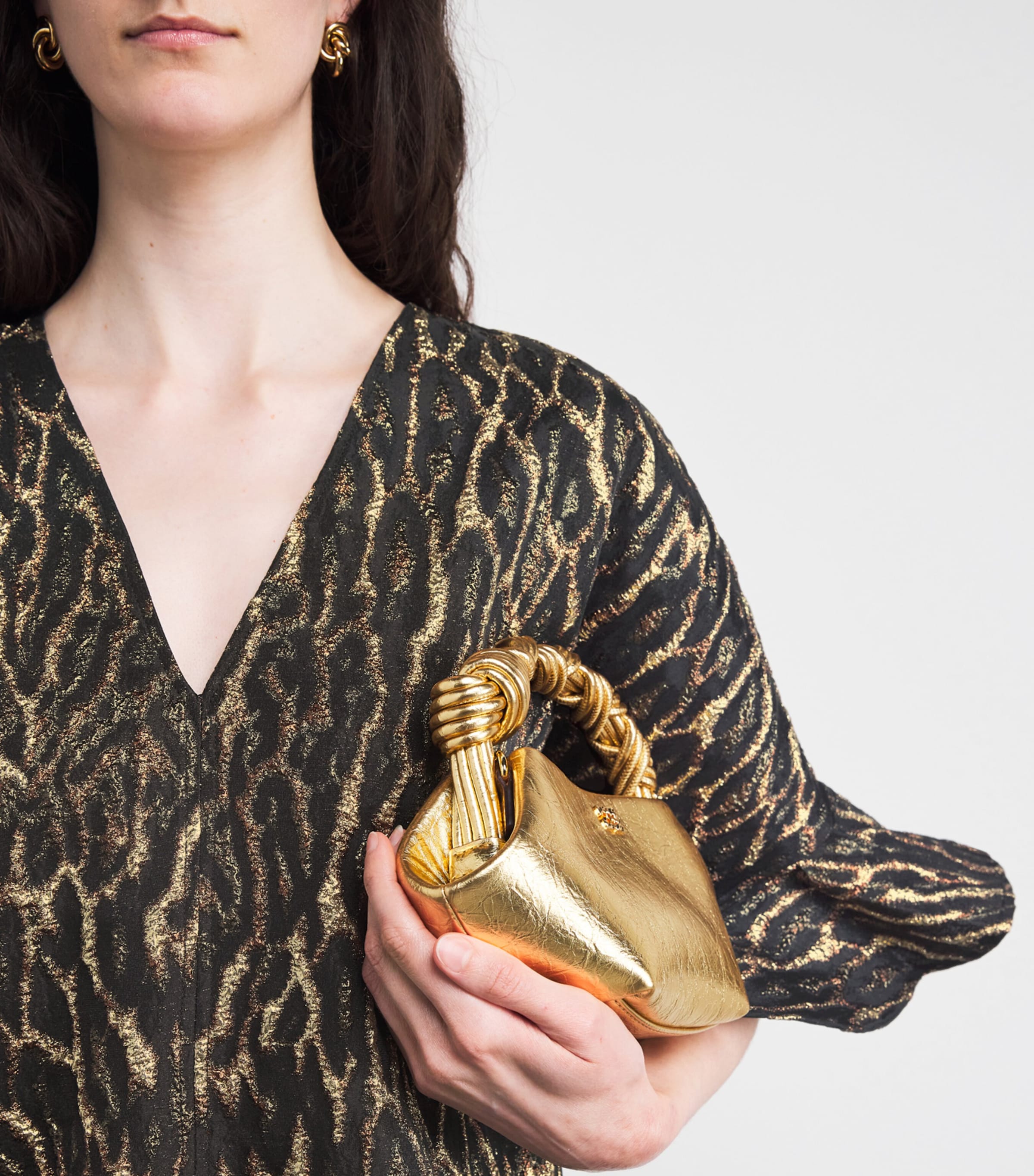 GANNI Brown Metallic Leopard Jacquard Mini Dress | Harrods AU